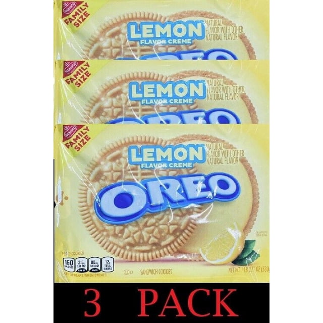 3x NABISCO GOLDEN OREO Lemon Creme FAMILY SIZE Sandwich Cookies 1 lb 2 ...