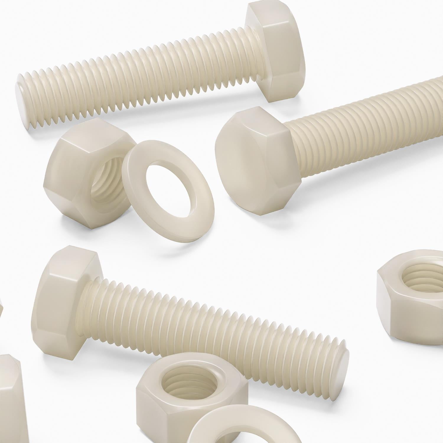 3x Natural Nylon, Hex Head, M24 x 100mm, Plastic Nuts and Bolts ...