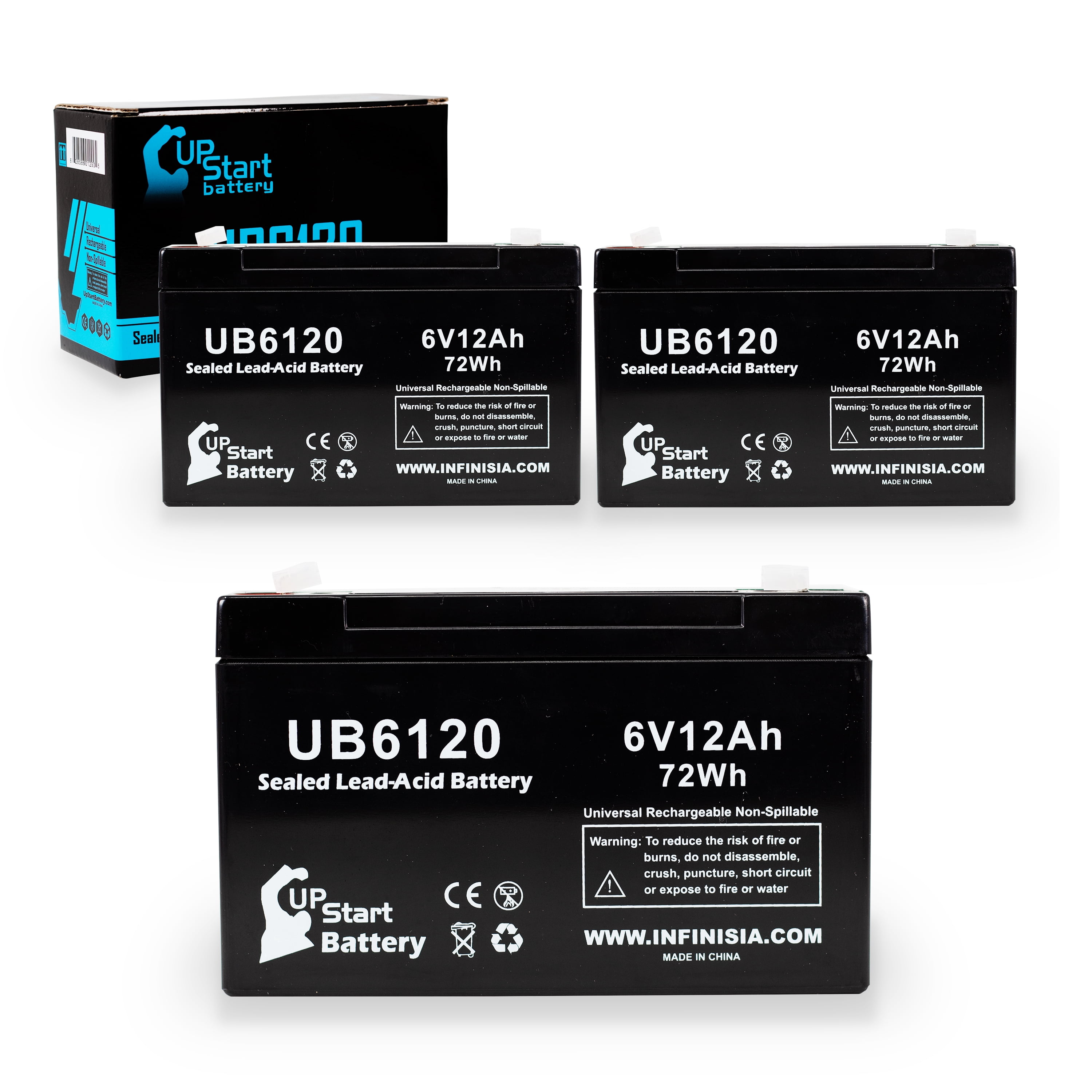 3x Pack - Compatible CHLORIDE CMF25 Battery - Replacement UB6120 ...