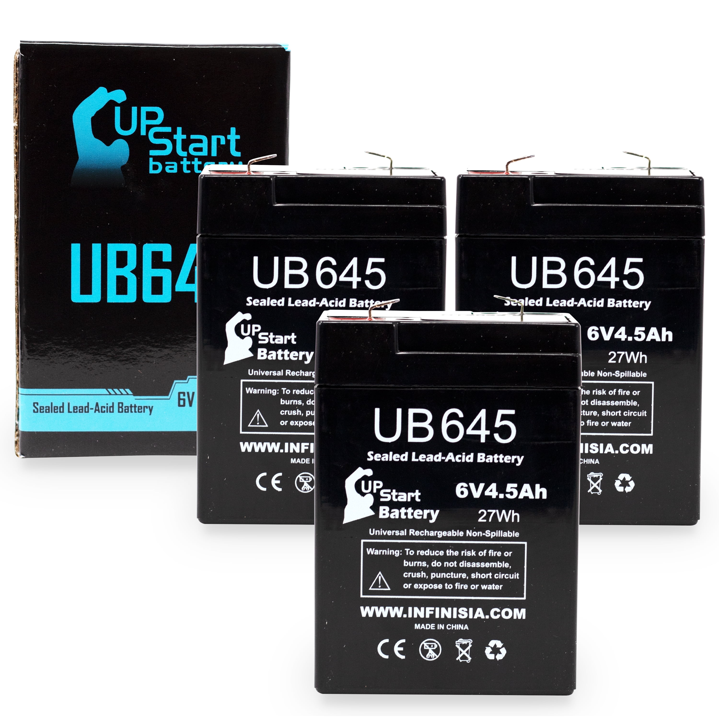 3x Pack - Compatible Dictograph G6003 Battery - Replacement UB645 Universal Sealed Lead Acid ...