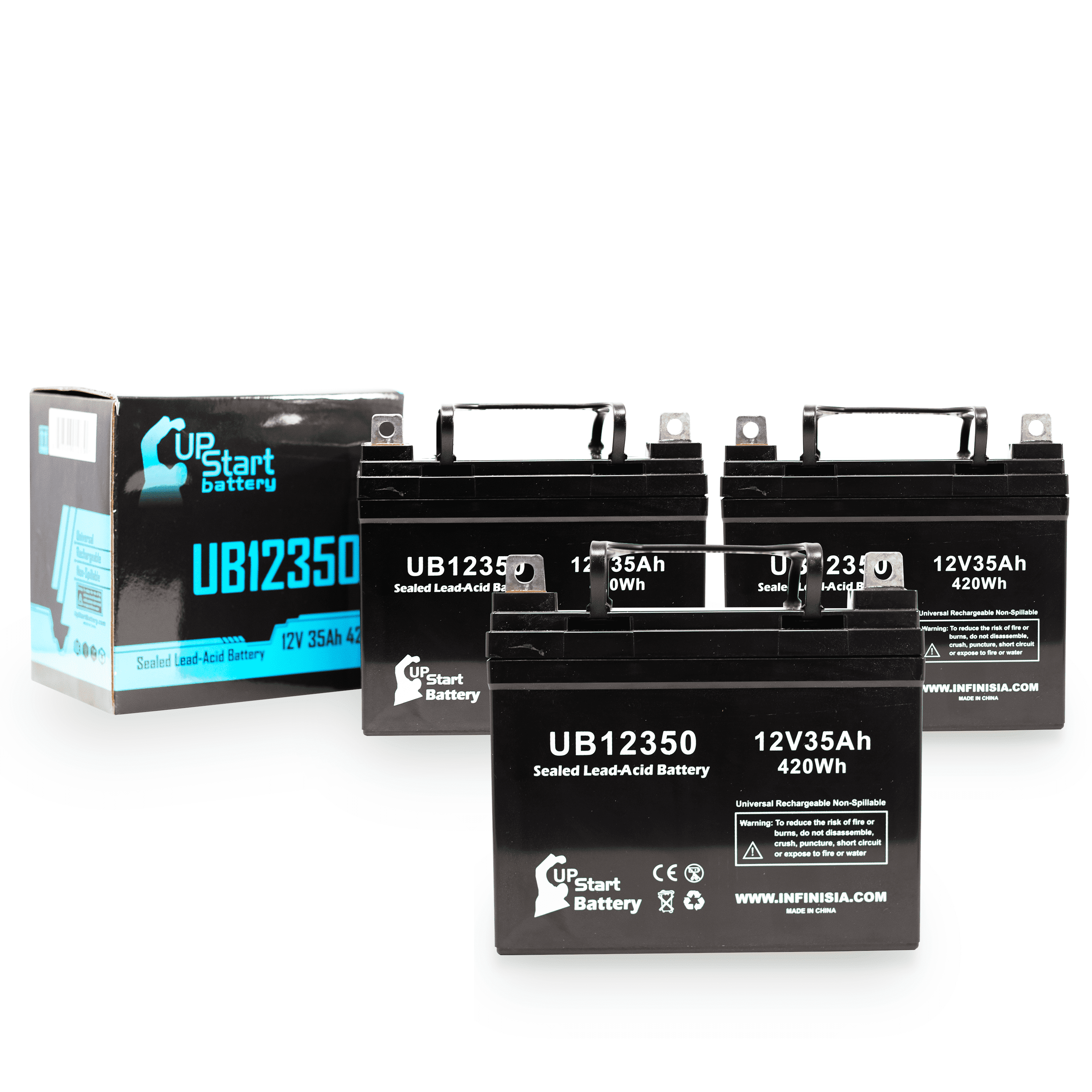 3x Pack - Compatible Invacare RABBIT Battery - Replacement UB12350 ...