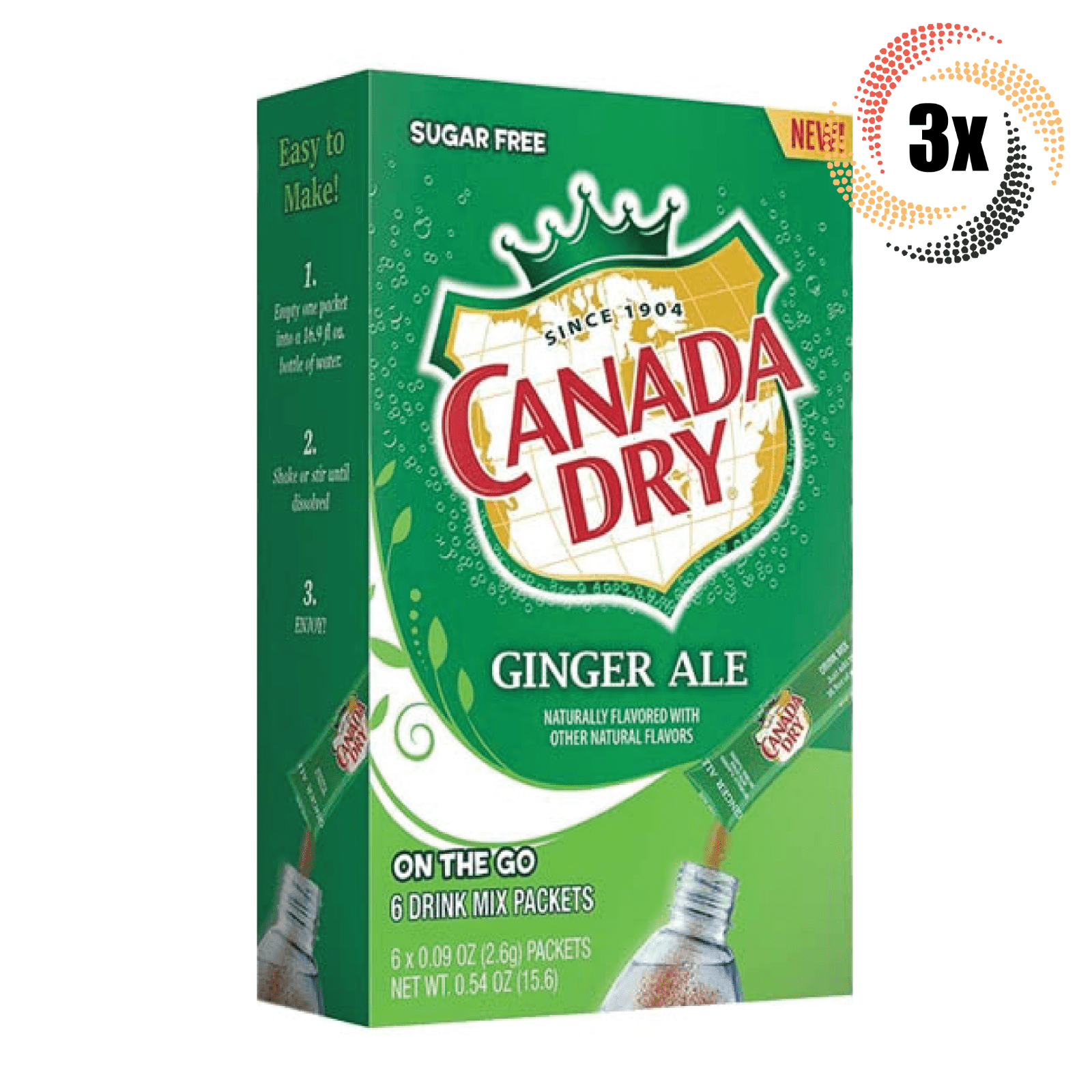 3x Packs Canada Dry Singles To Go Ginger Ale Drink Mix | 6 Singles Each ...