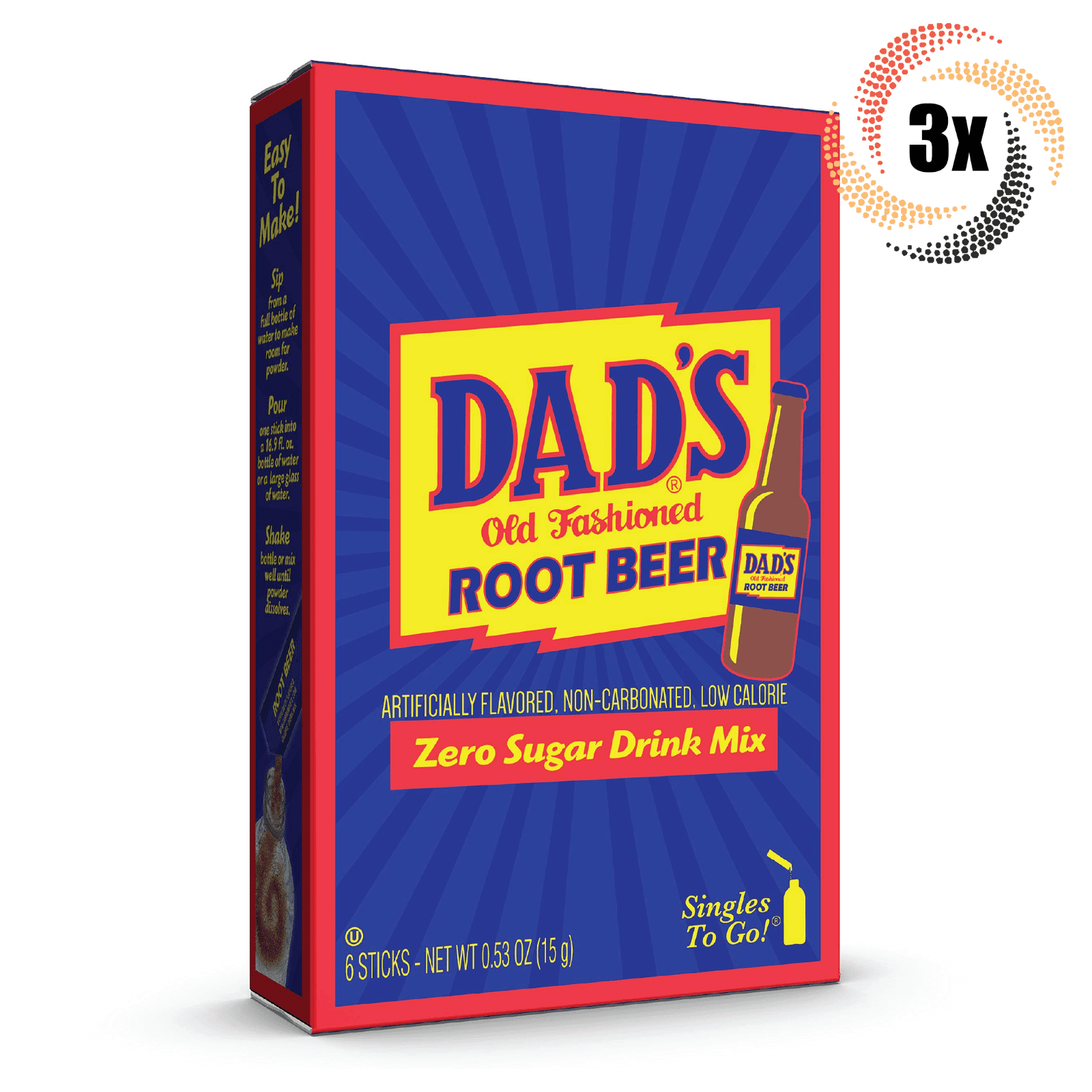 3x Packs Dad's Old Fashioned Root Beer Drink Mix Singles | 6 Sticks ...