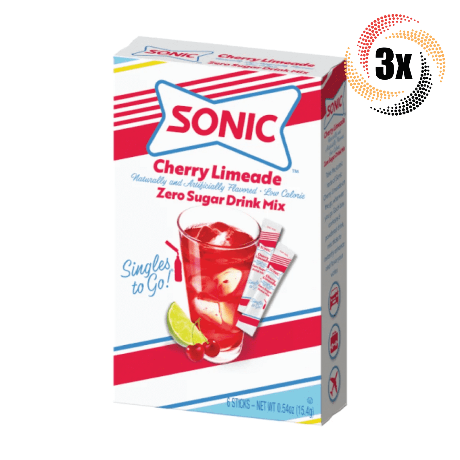 3x Packs Sonic Singles To Go Cherry Limeade Drink Mix - 6 Packets Each ...