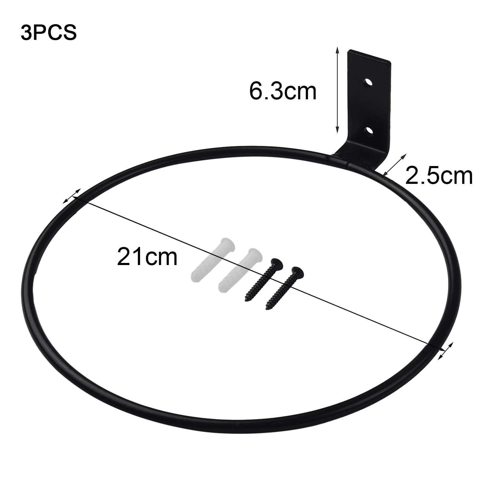 3x Plant Flower Pot Wall Mounted Ring Holder Garden Hanging Basket ...