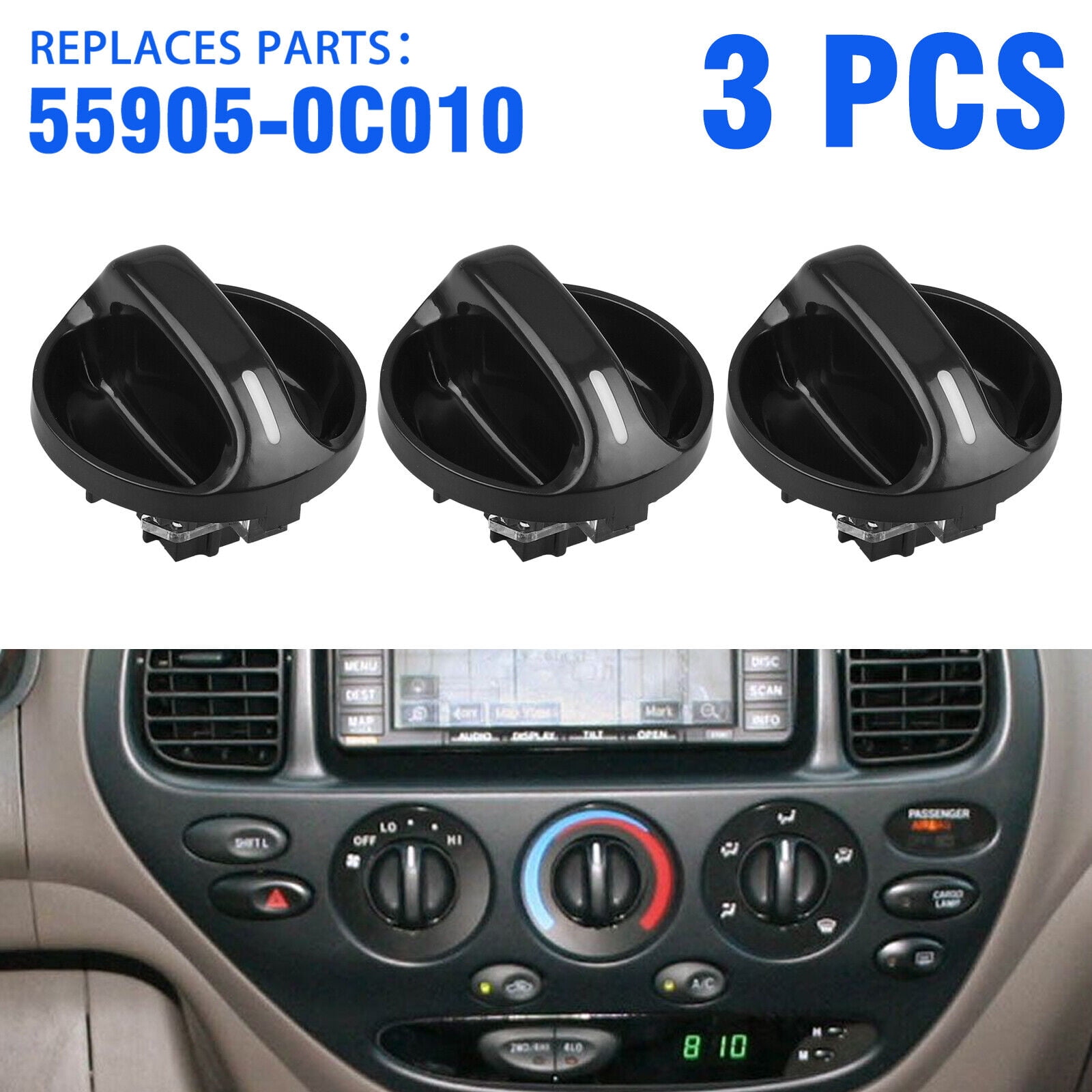 3x Replacement A/C Heater Panel Control Knob For 00-06 Toyota Tundra 559050C010 - Walmart.com