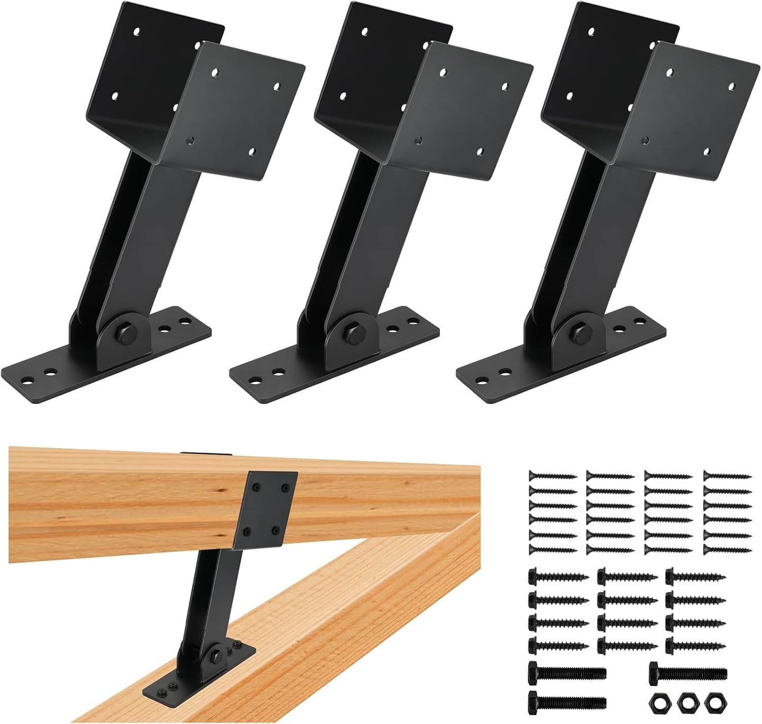 3x Roof Riser Bracket Kit Pergola Patio Roof Riser Beam Bracket 0-180 ...