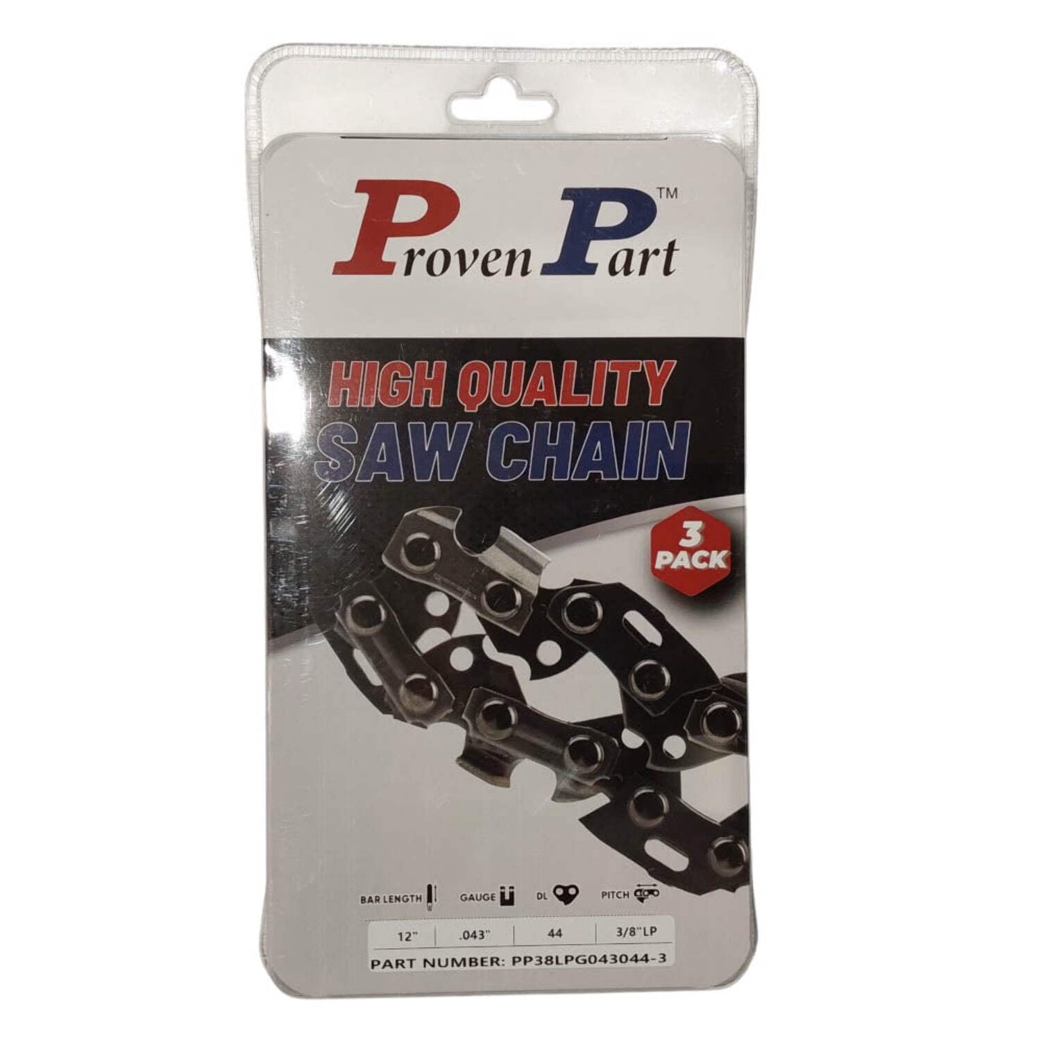 3x Semi Chisel Chain Low Profile 3/8 .043 44DL Fits Stihl 009, 009 L ...