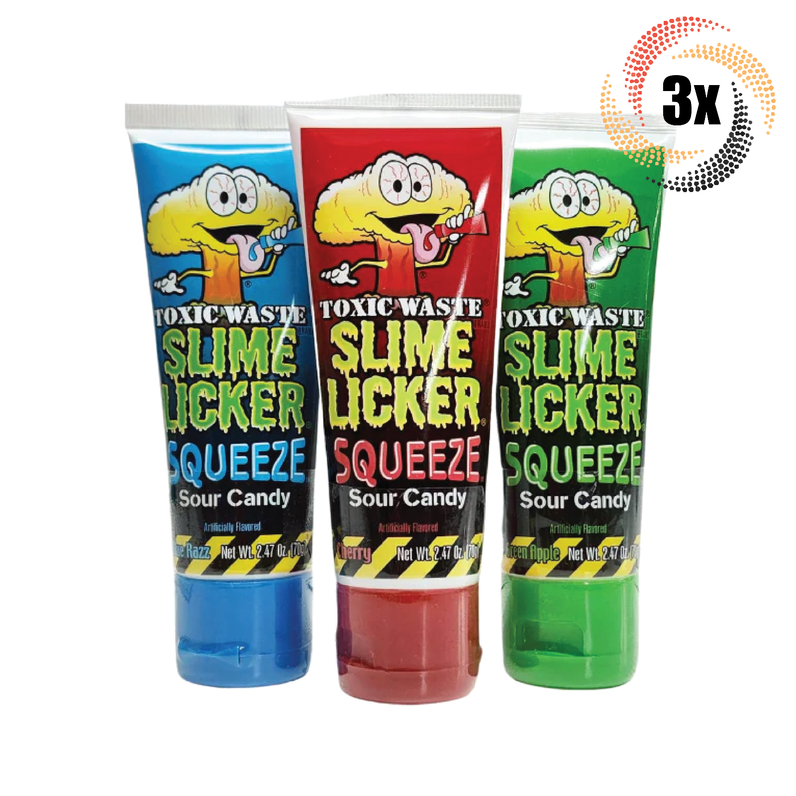 3x Tubes Toxic Waste Slime Licker Squeeze Assorted Sour Tiktok Candy ...