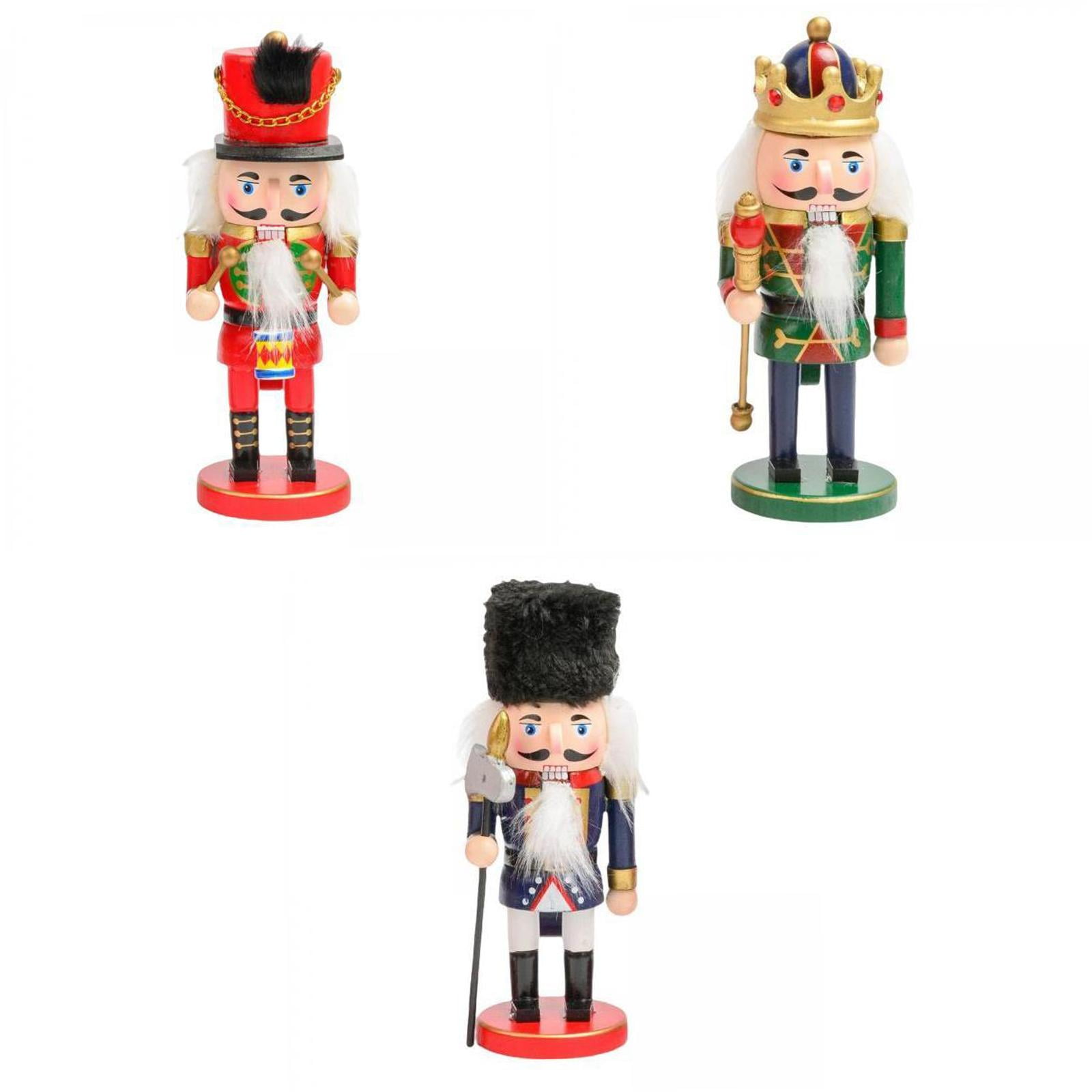 3x Wooden Nutcracker Soldier Model Handpainted Creative Free Standing ...