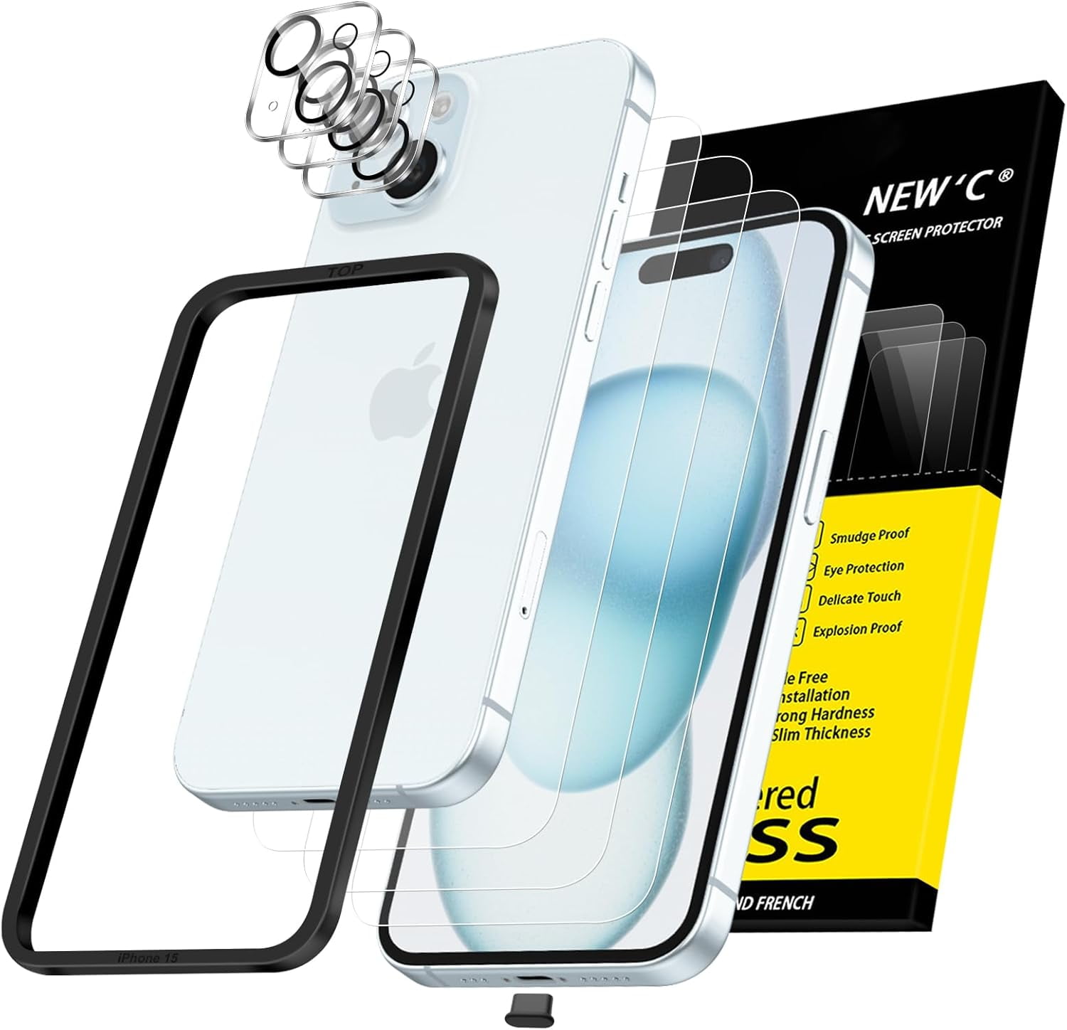 3x for iPhone 15 Screen Protector (6.1 inches)+ 3x Camera Lens ...