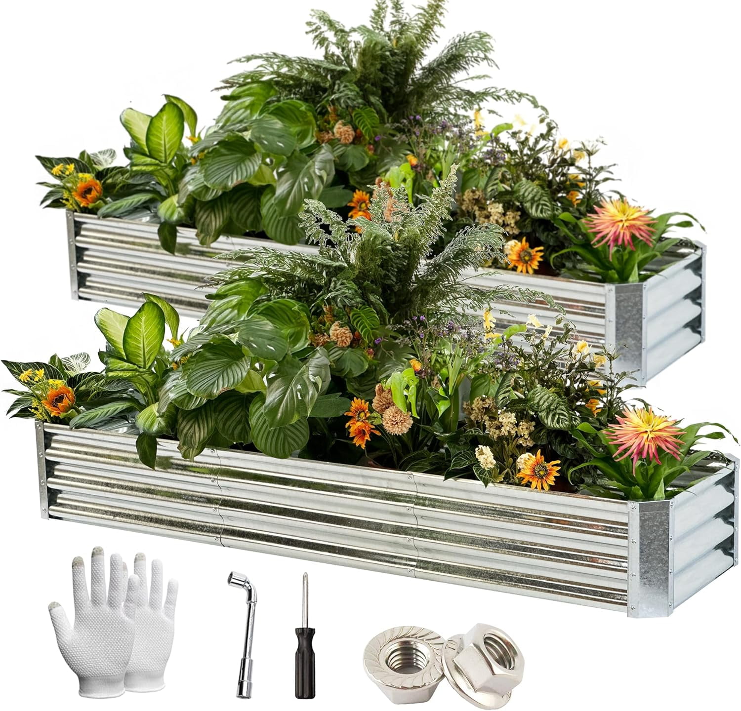 3x1.5x1ft -2p Raised Garden Bed Kits, 11" Tall 2 in 1 Modular Mini ...