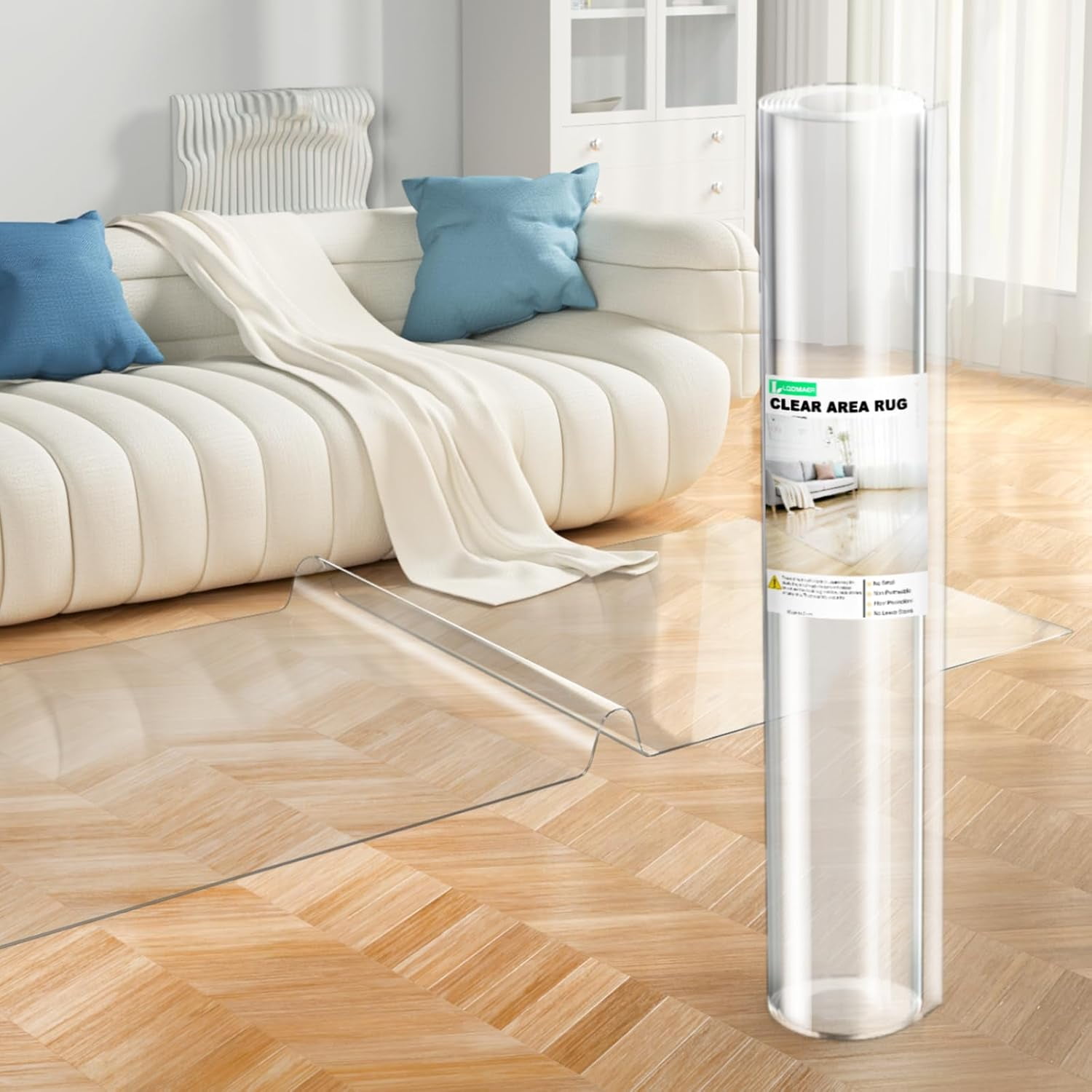 3x10 Ft Clear Plastic Runner Floor Mat, 36x120 Hallway Runner Rug, 60 ...