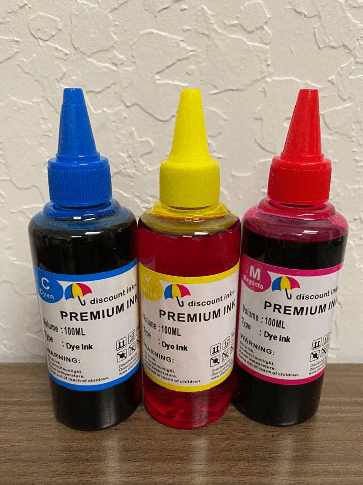 3x100ml Tri-Colors DYE Ink Refill Bottles for Canon, HP, Brother ...