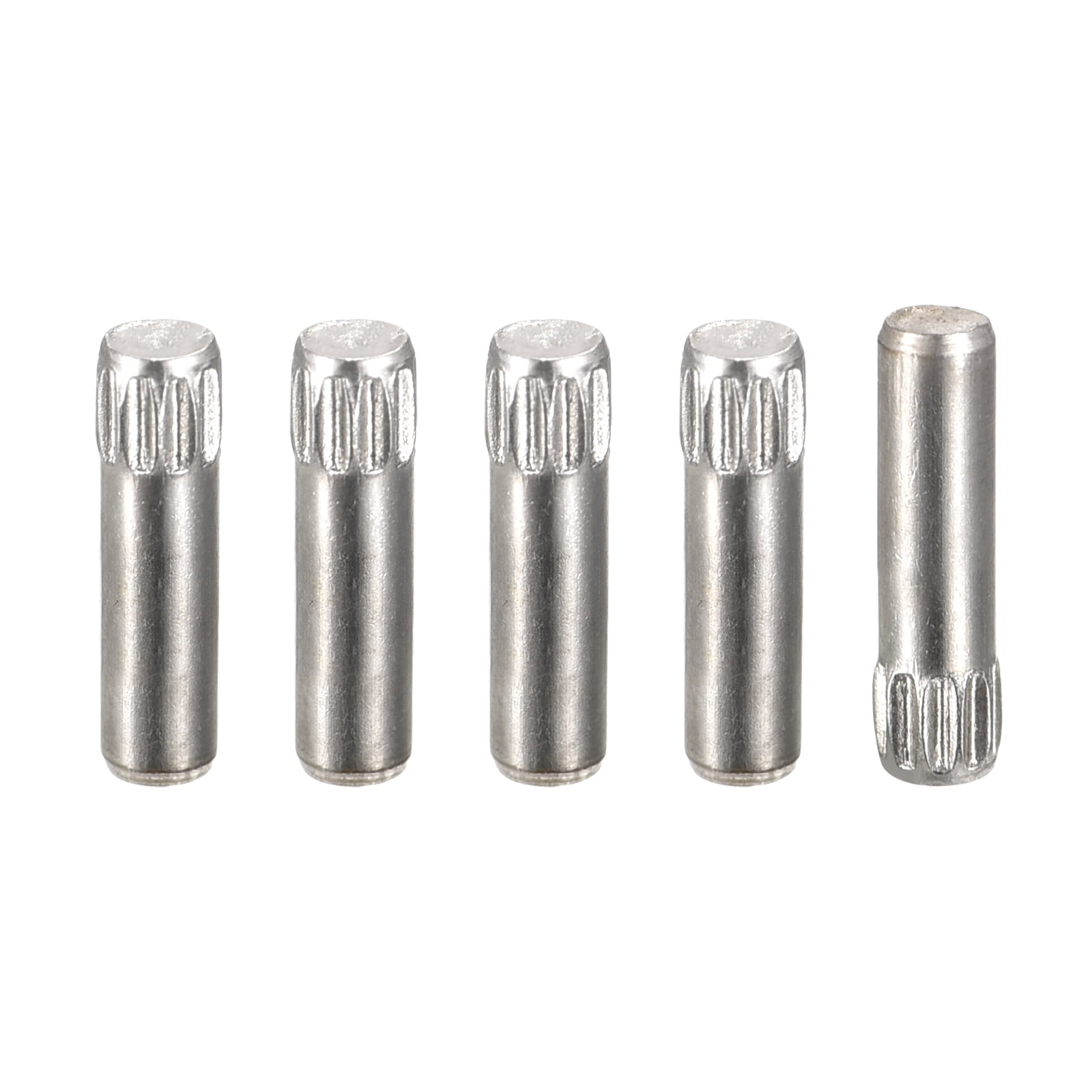 3x12mm 304 Stainless Steel Dowel Pins, 5 Pack Knurled Head Flat End ...