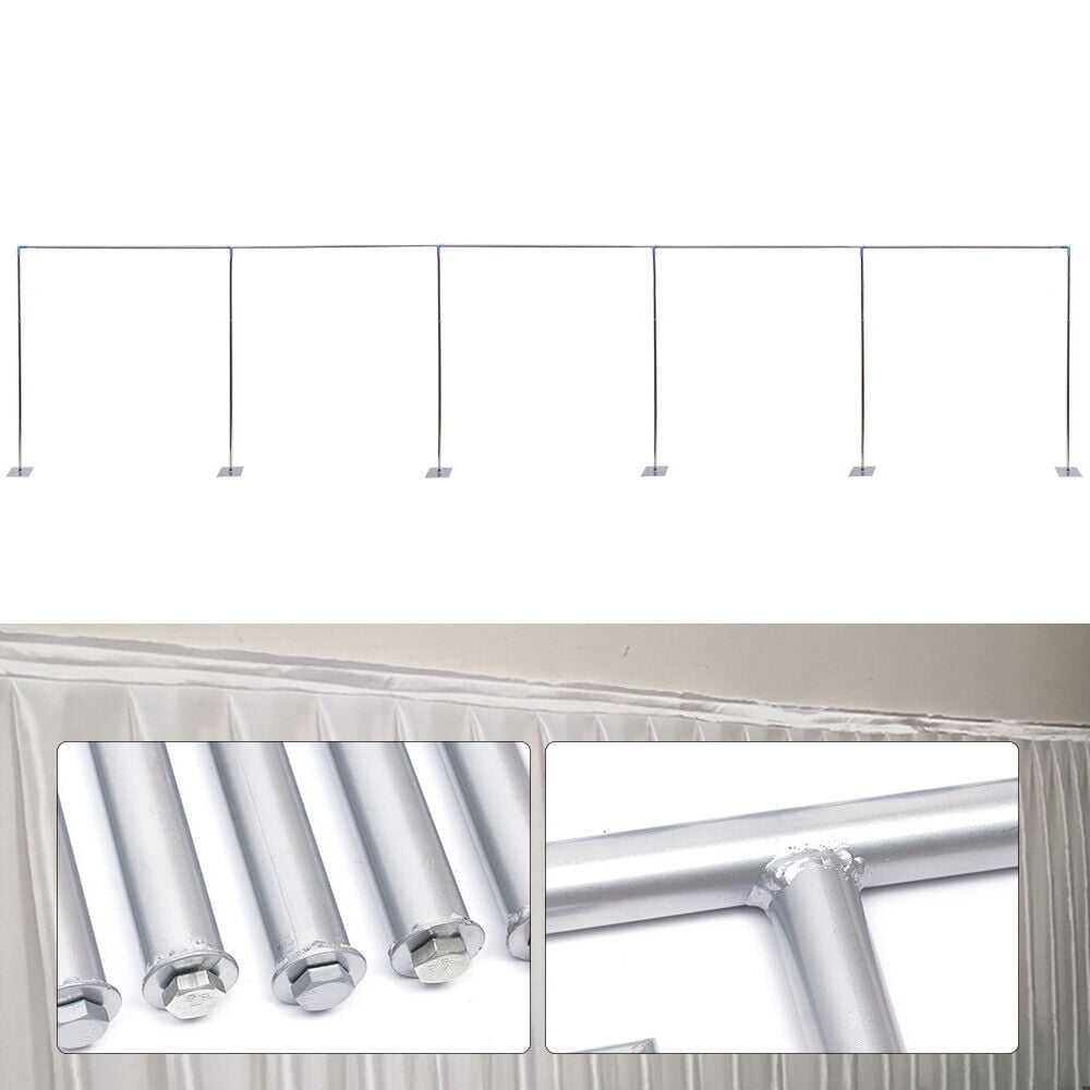 3x15M Wedding Stage Party Backdrop Decor Stand Silver Party Curtain Frame Telescopic Pole ...