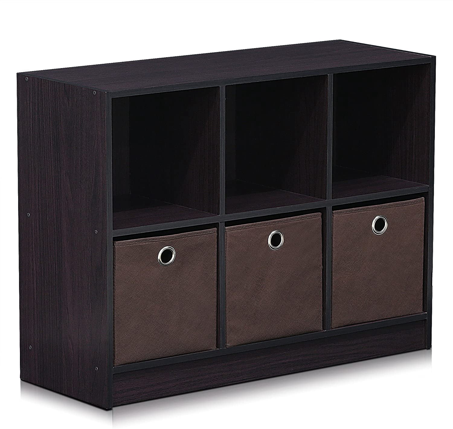3x2 Cube Storage Bookcase Organizer with Bins, Dark Walnut - Walmart.com