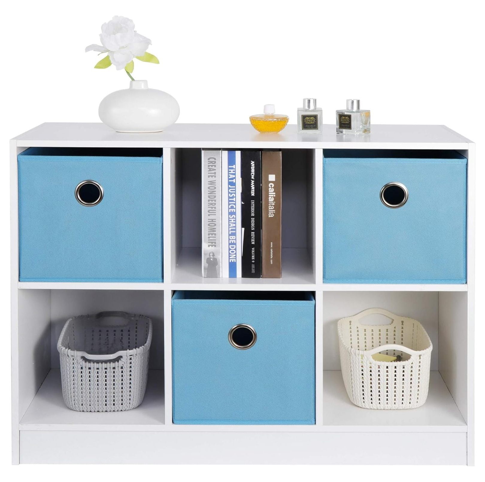 3x2 Cubic Bookcase Storage Shelves 6 Cube Organizer Bookshelf Wooden ...