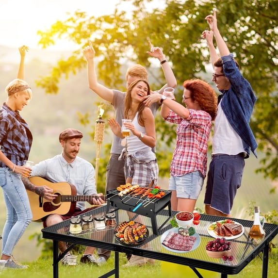 3x2 FT Folding Grill Table Camping Table, Metal Portable Picnic Table ...