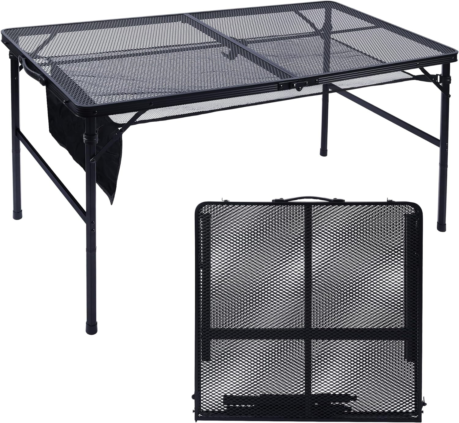 3x2 FT Portable Camping Table with 2 Wing Panels, Height Adjustable ...