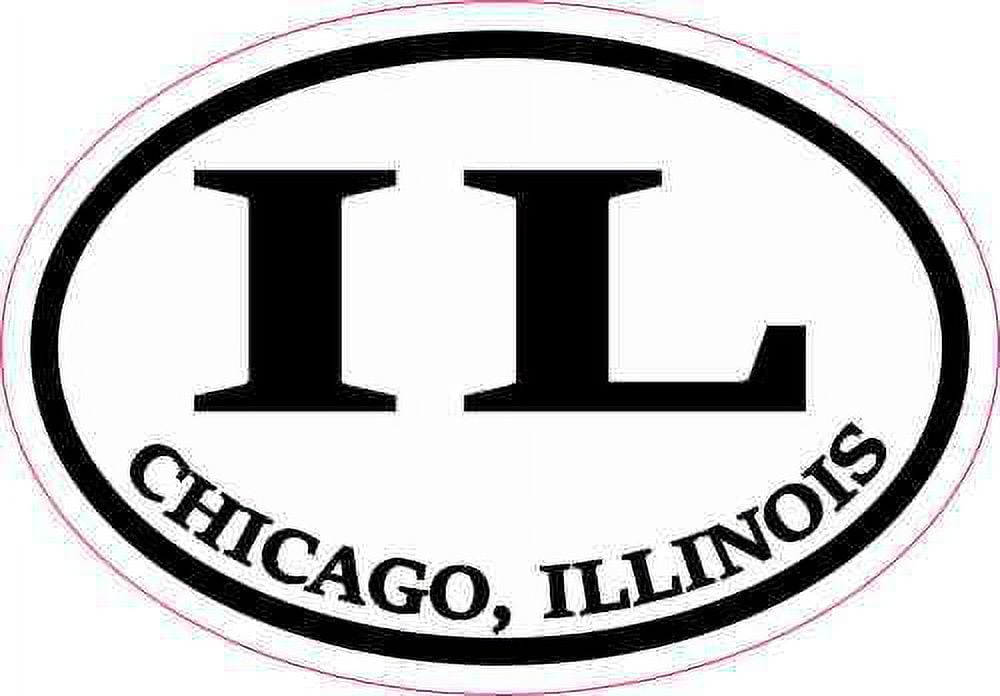 3x2 Oval IL Chicago Illinois Sticker Vinyl Travel Luggage Decal ...