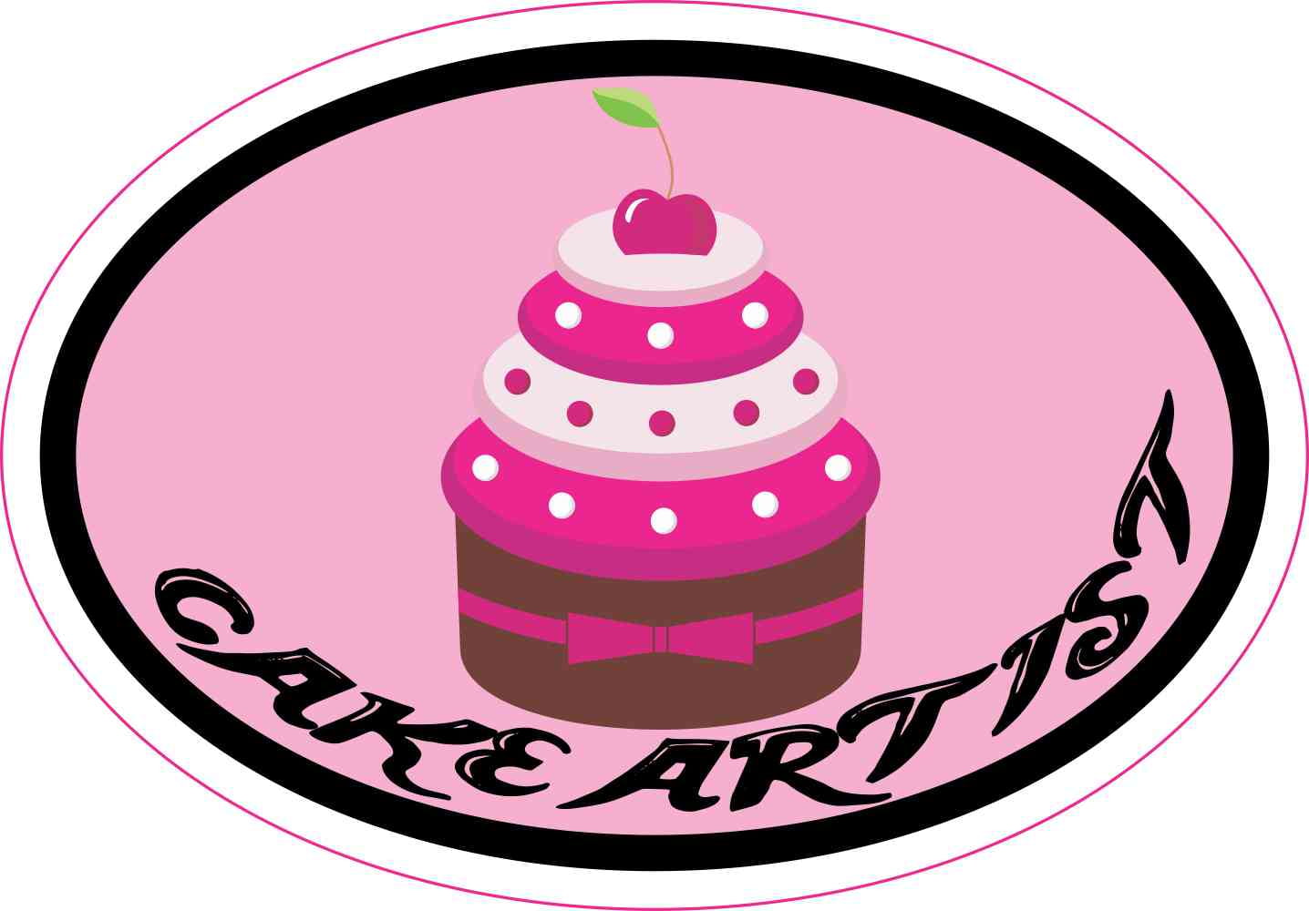3x2 Pink Oval Cake Artist Sticker Vinyl Stickers Bumper Hobby Sign ...