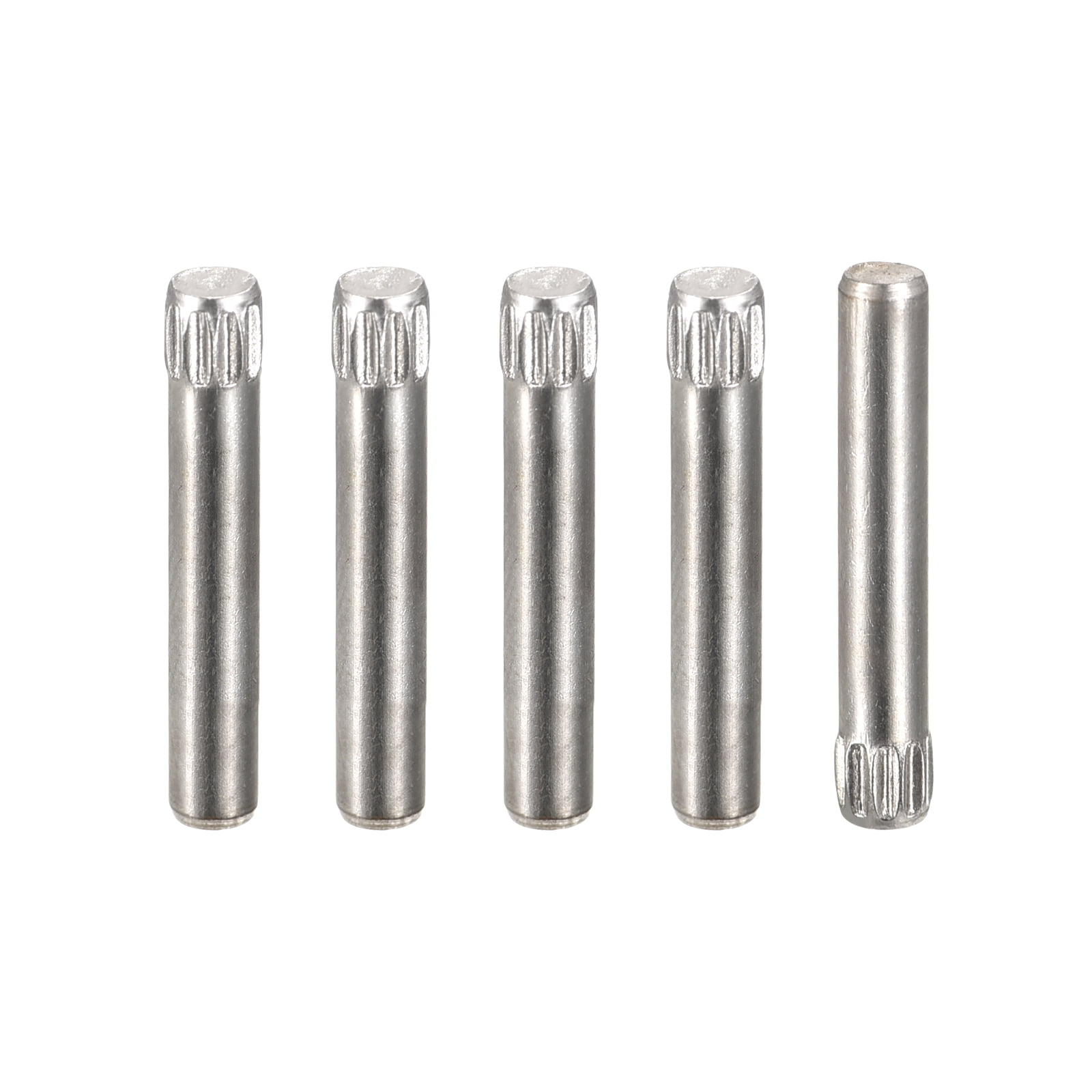 3x20mm 304 Stainless Steel Dowel Pins, 5 Pack Knurled Head Flat End ...