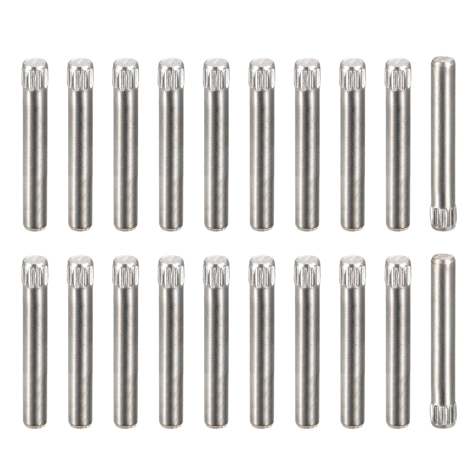 3x22mm 304 Stainless Steel Dowel Pins, 50 Pack Knurled Head Flat End ...