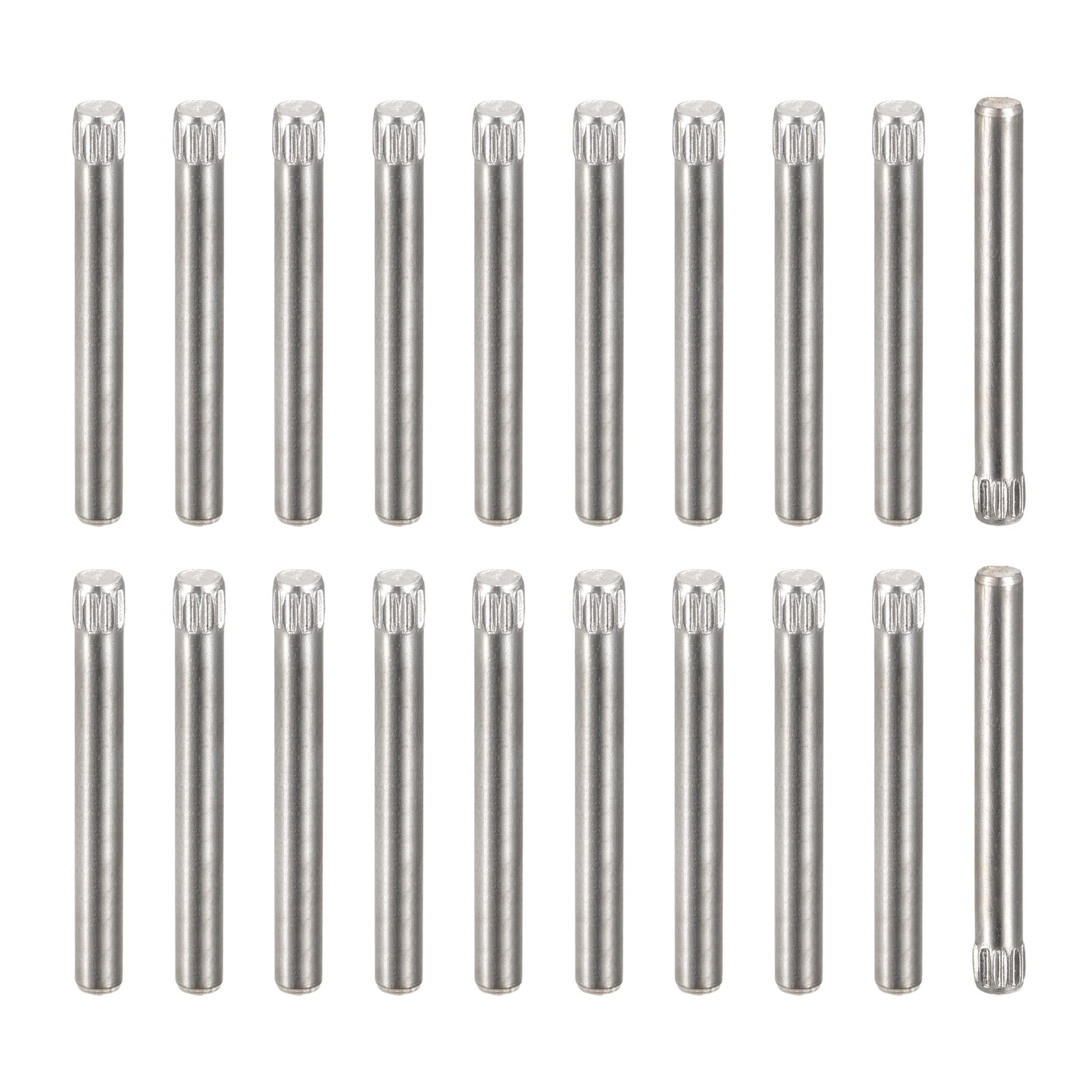 3x28mm 304 Stainless Steel Dowel Pins, 20 Pack Knurled Head Flat End ...