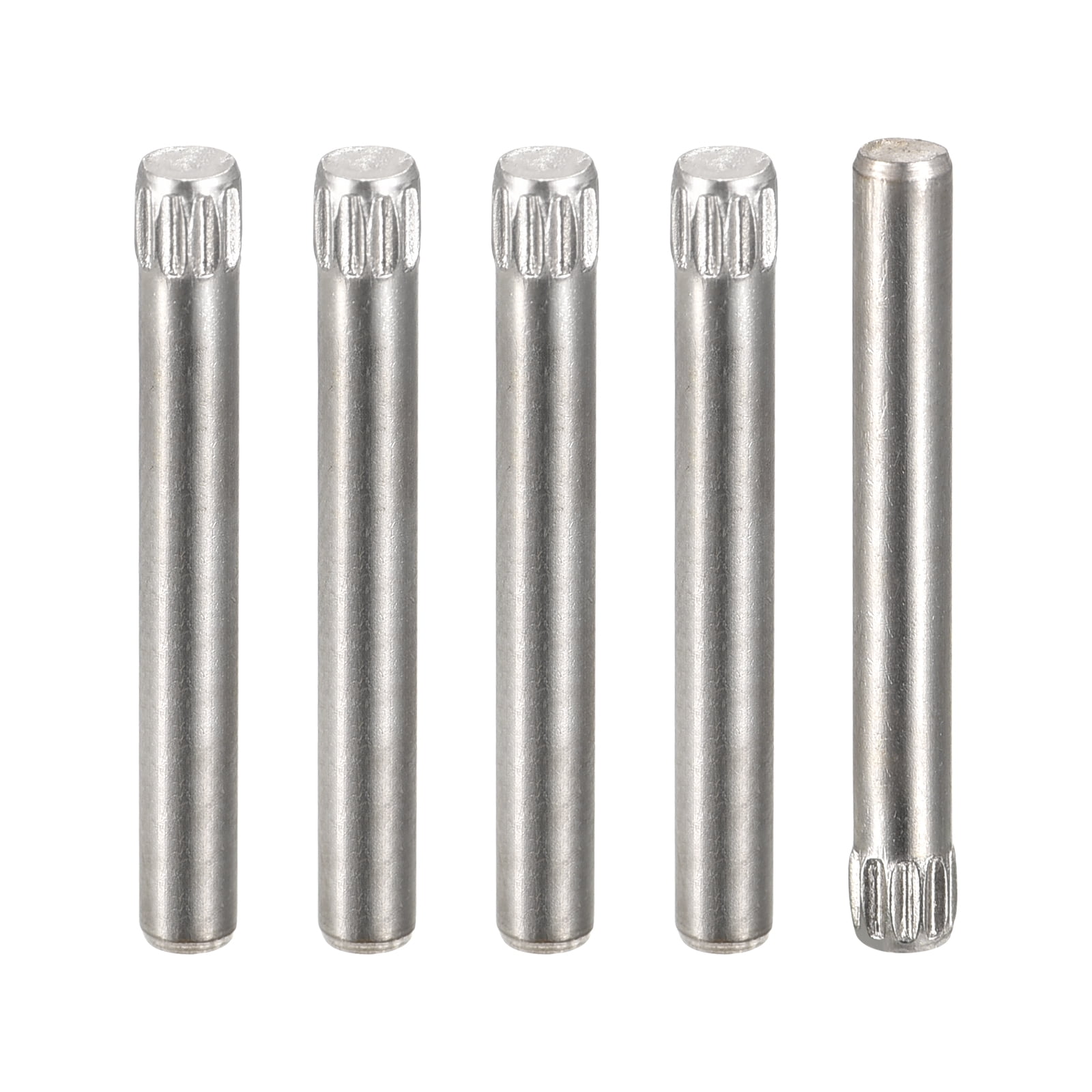 3x28mm 304 Stainless Steel Dowel Pins, 5 Pack Knurled Head Flat End ...