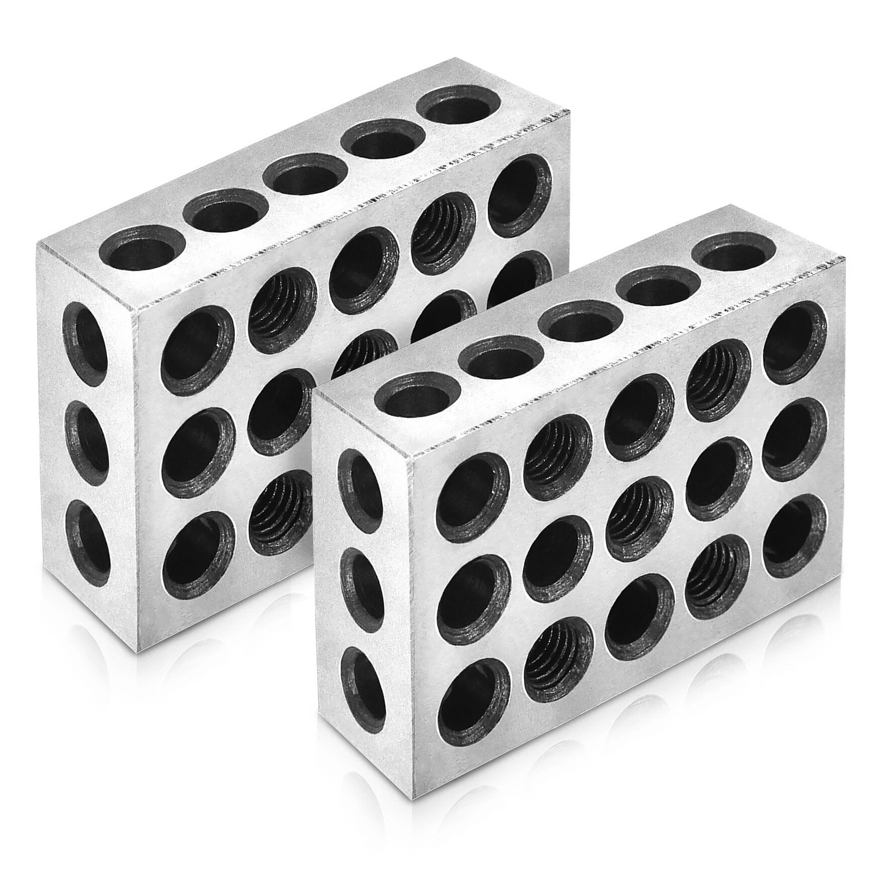 2pcs 3x2x1 Inch Steel-Hardened Precision 123 Blocks with 23 Holes ...