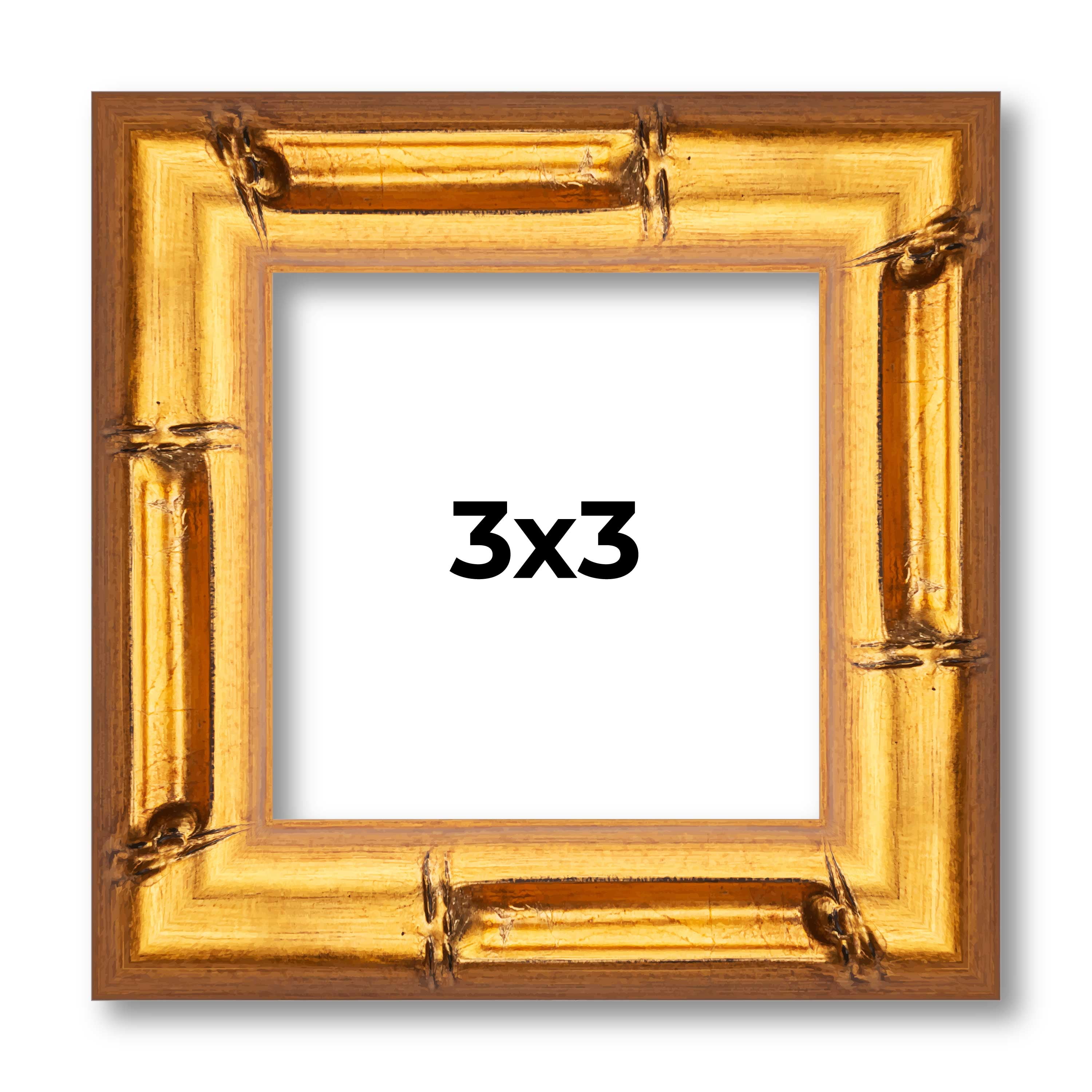 3x3 Frame Gold Bamboo Solid Wood Picture Frame | 1 Inch Moulding Width ...