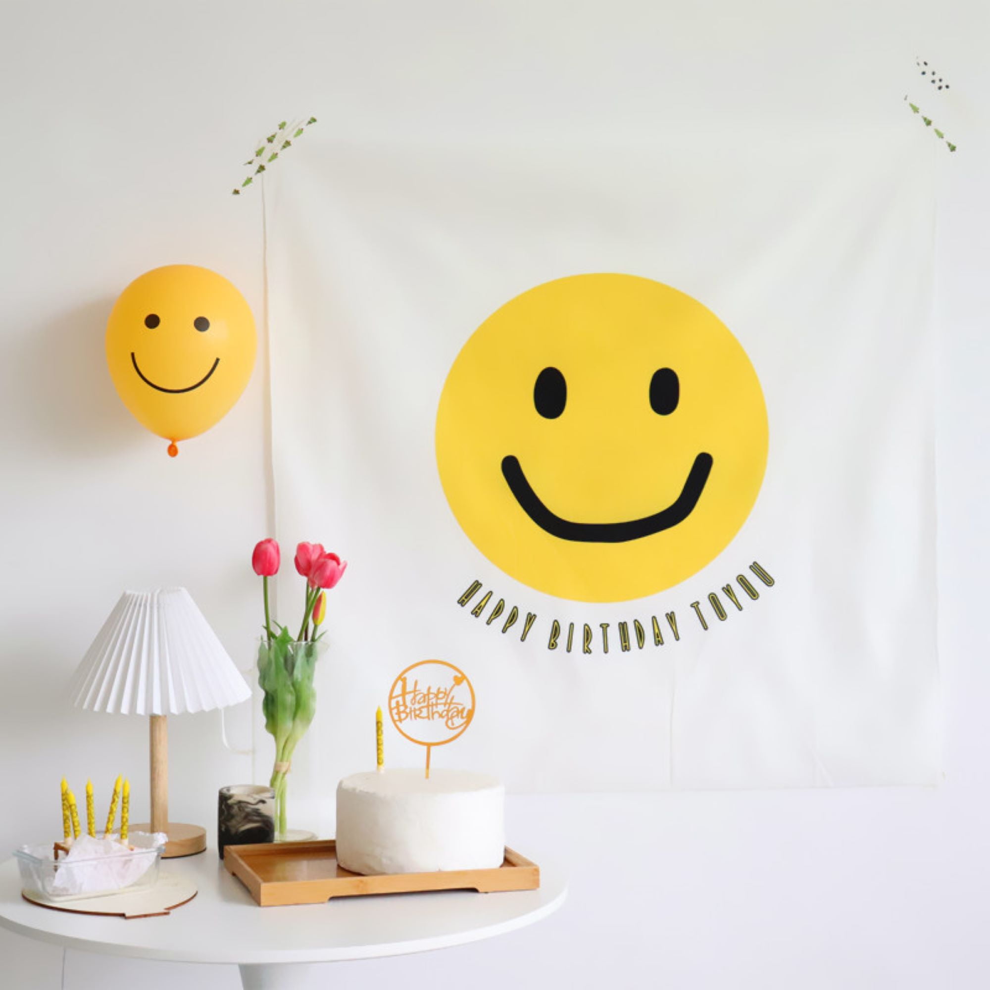 3x3 Ft Smiley Face Birthday Hanging Decor - Party Backdrop Banner ...