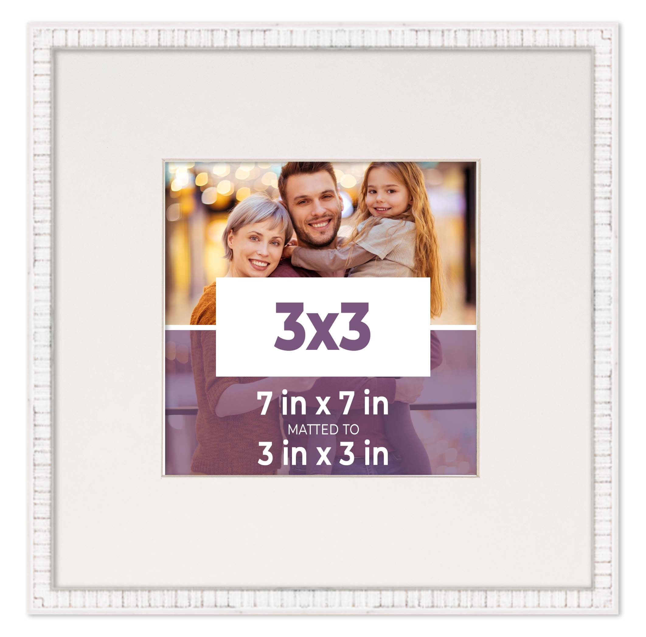 3x3 In Frame White With White Picture Mat For 3x3 In Photo - White 7x7 ...