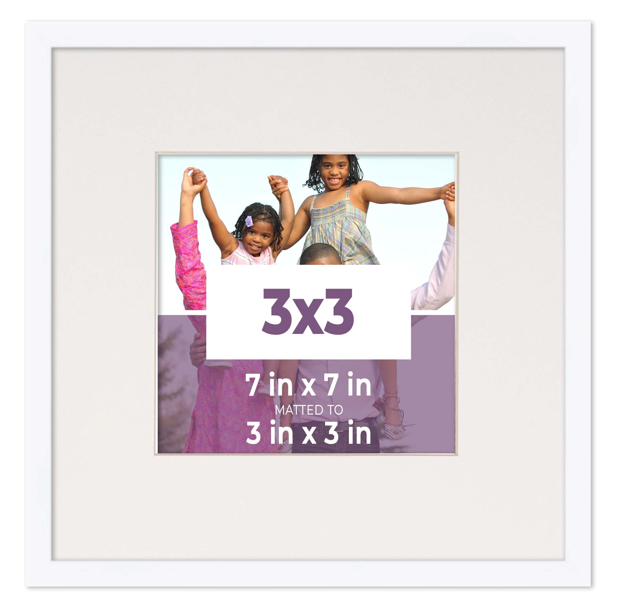 3x3 In Frame White With White Picture Mat For 3x3 In Photo - White 7x7 ...