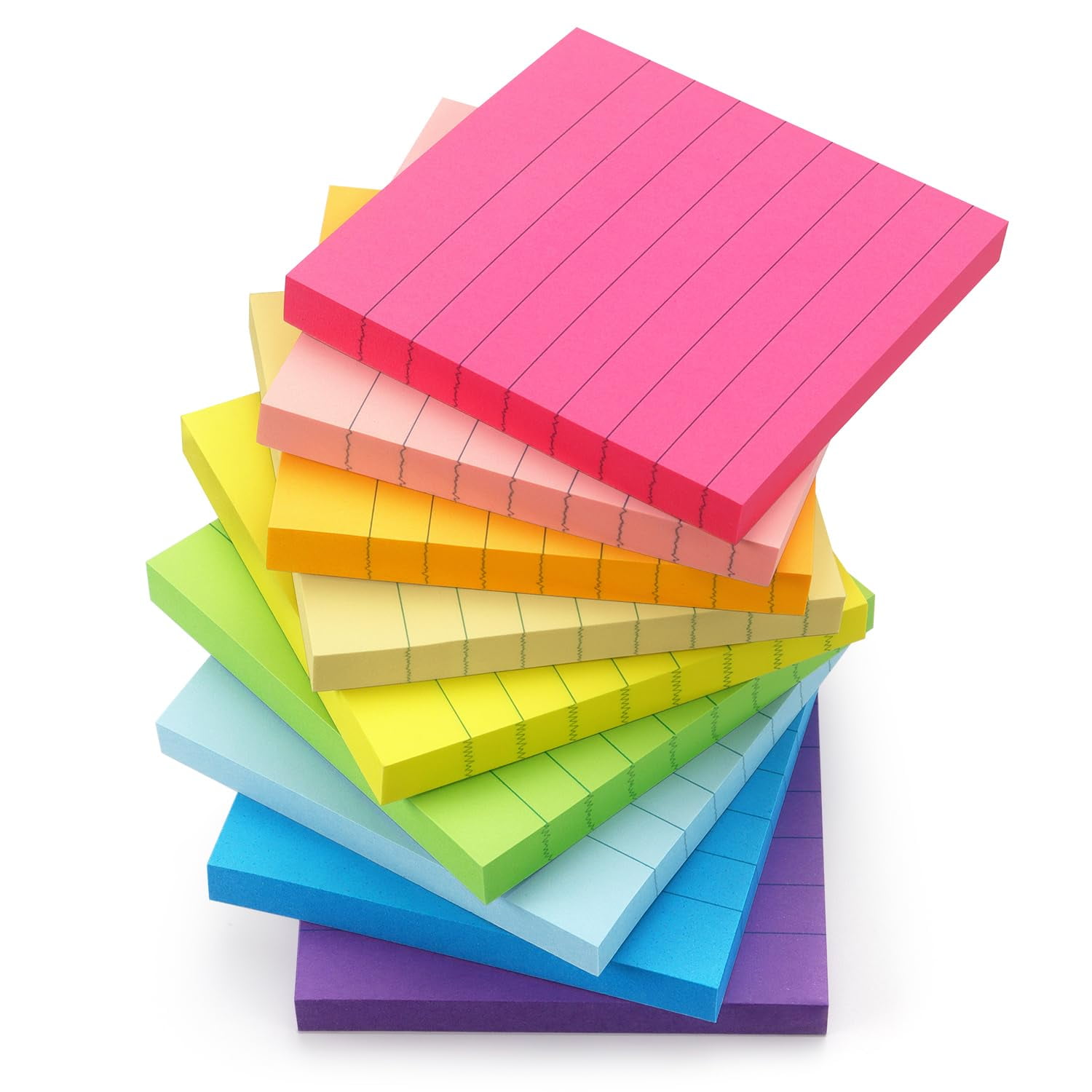 3x3 Inch Lined Sticky Notes, 9 Pads 70 Sheets per Pad, Self-Stick Notes ...