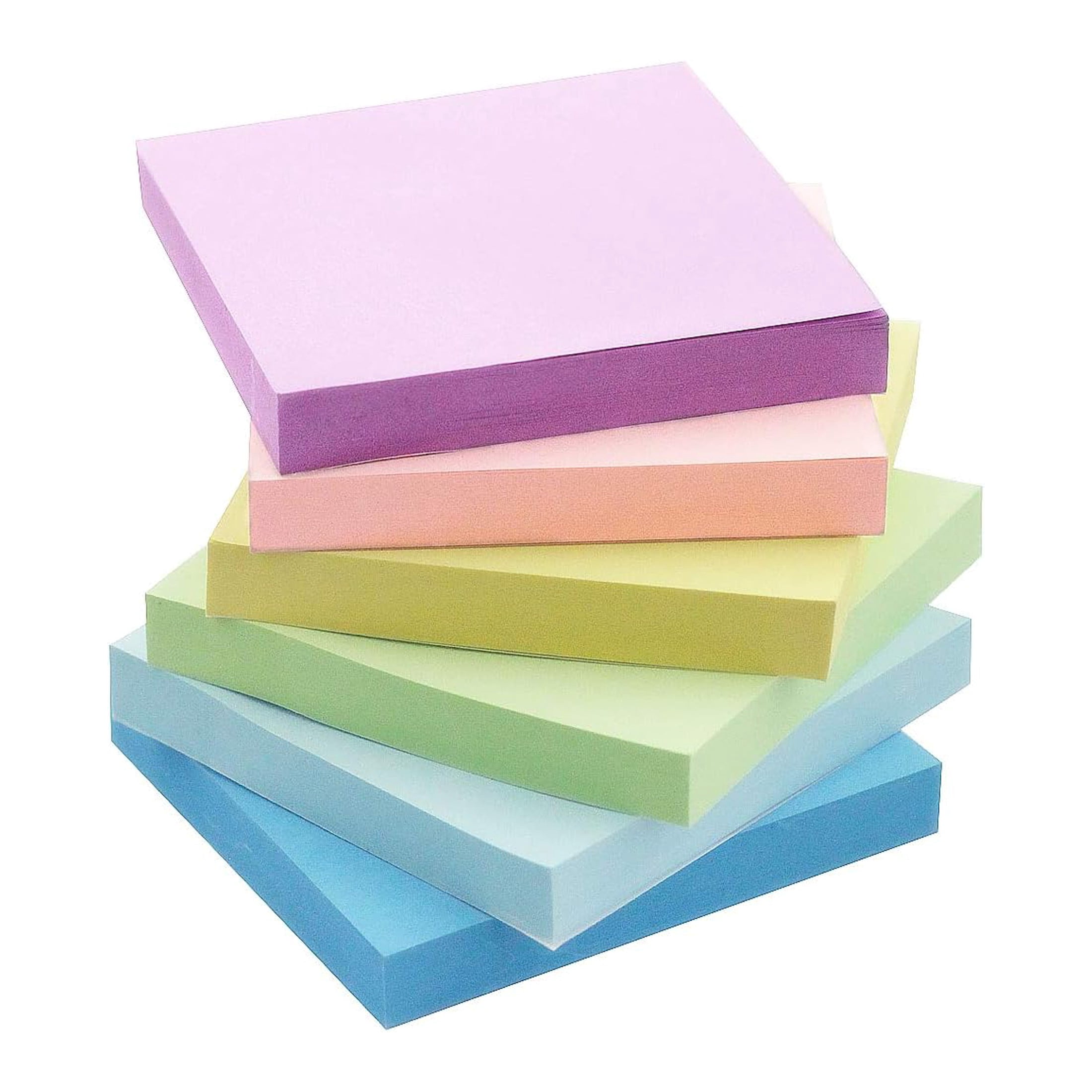 3x3 Inch Sticky Notes, 6 Pads with 100 Sheets Each, Pastel Colored ...