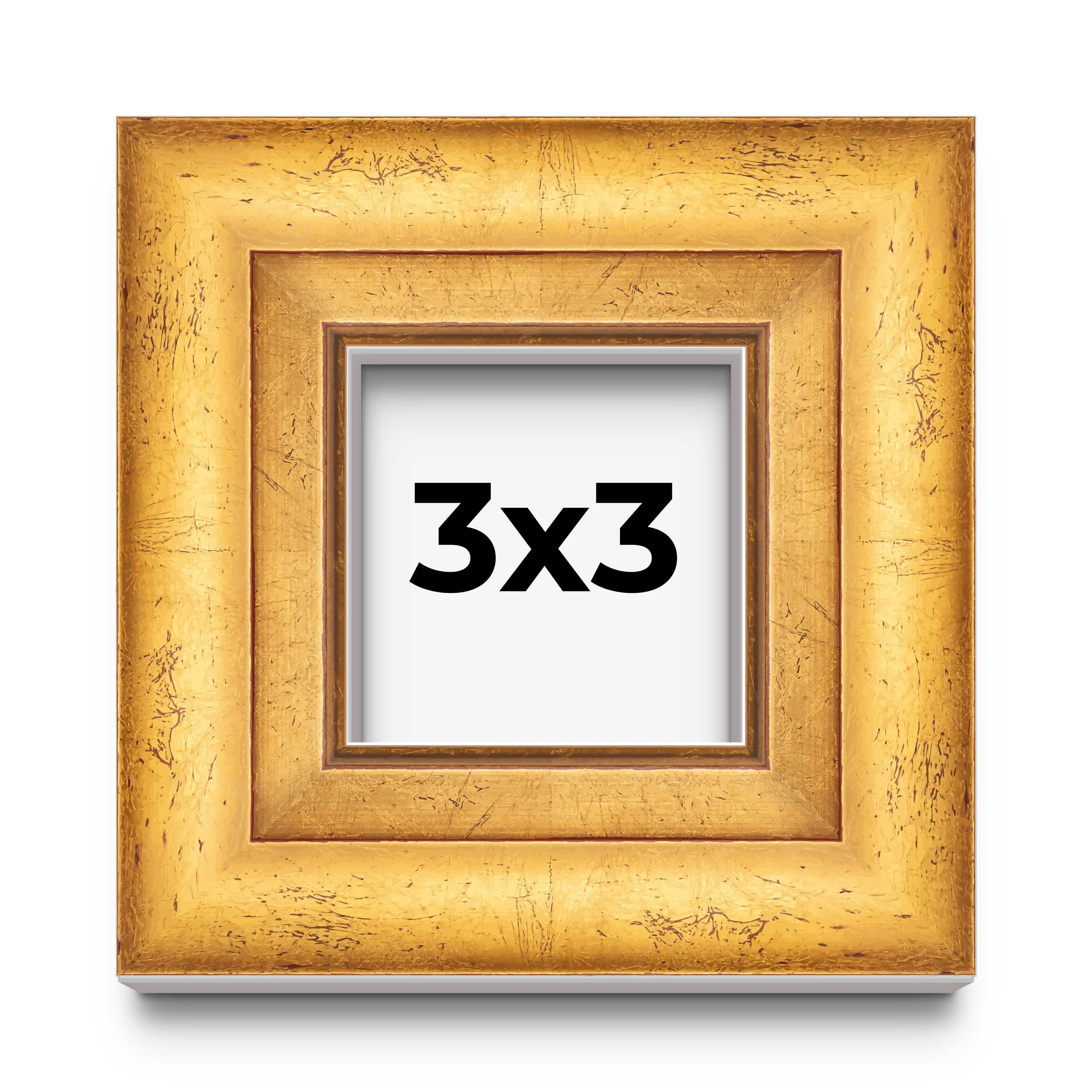 3x3 Shadow Box 1.75" Deep Gold Picture Frame - UV Acrylic, Backing ...