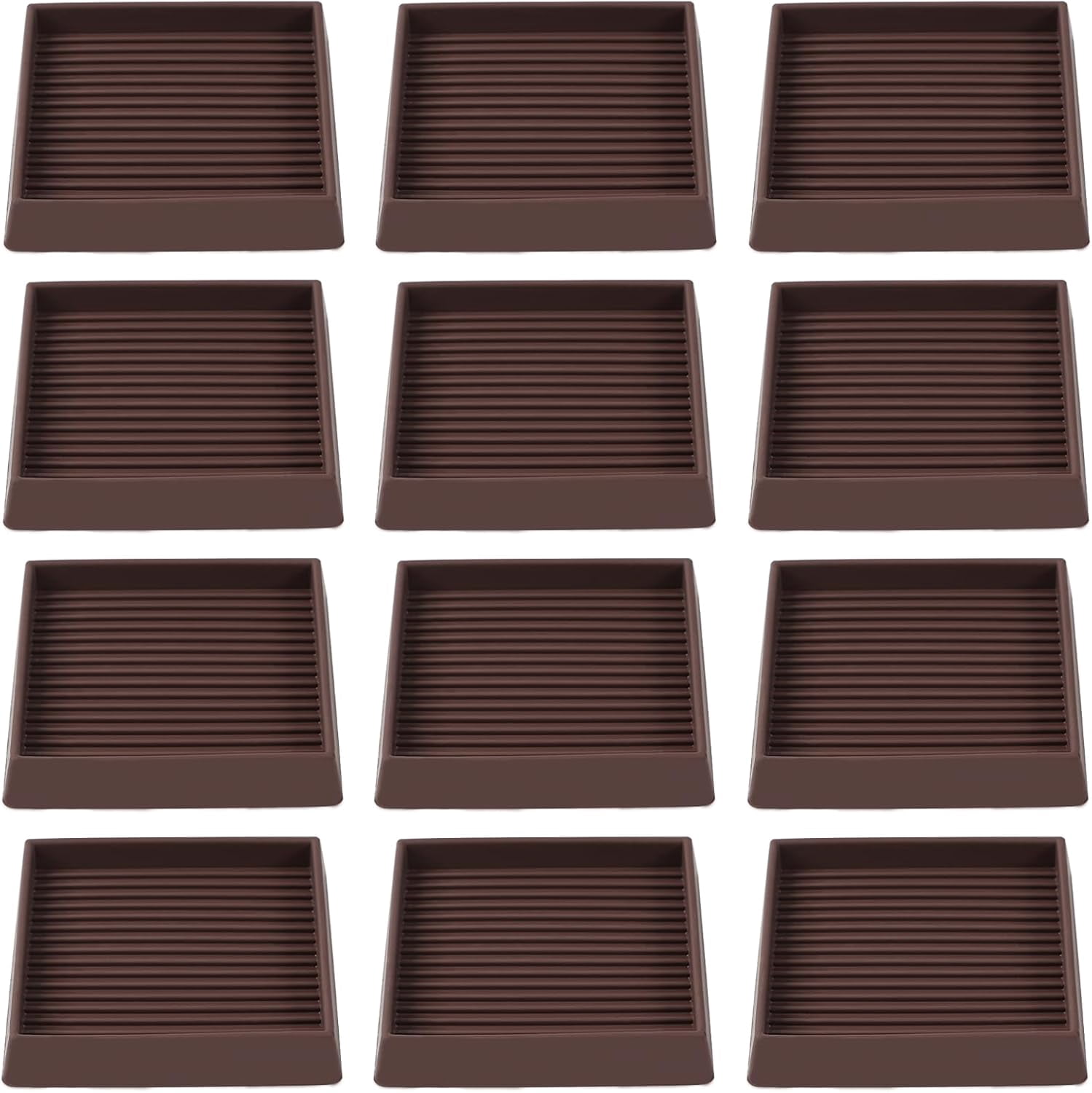 3x3 Square Rubber Furniture Caster Cups, Anti-Sliding Furniture Pads ...