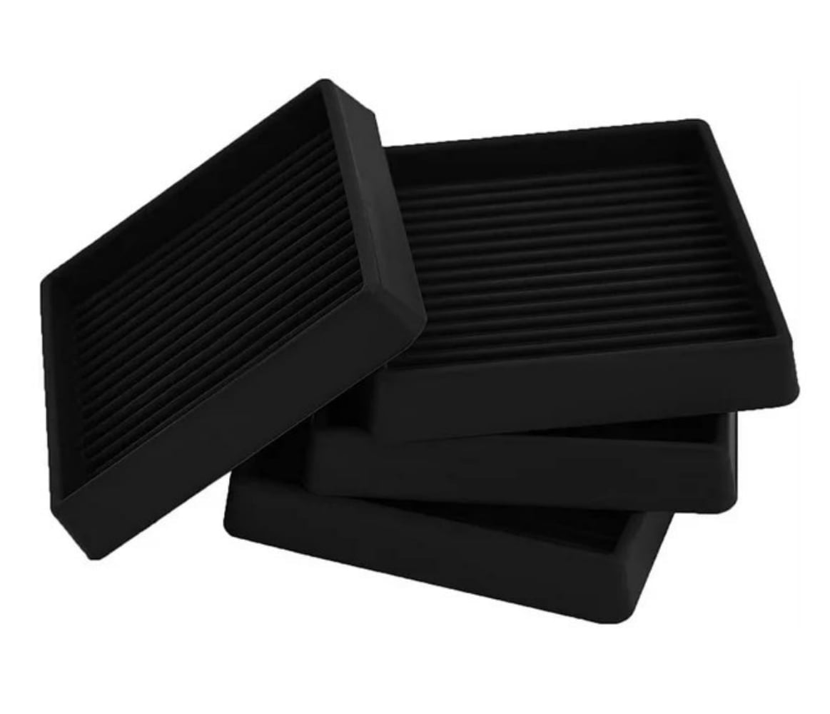 Boriyuan, Square Rubber Furniture Caster Cups, 3x3 in, Black, 4 Pack ...