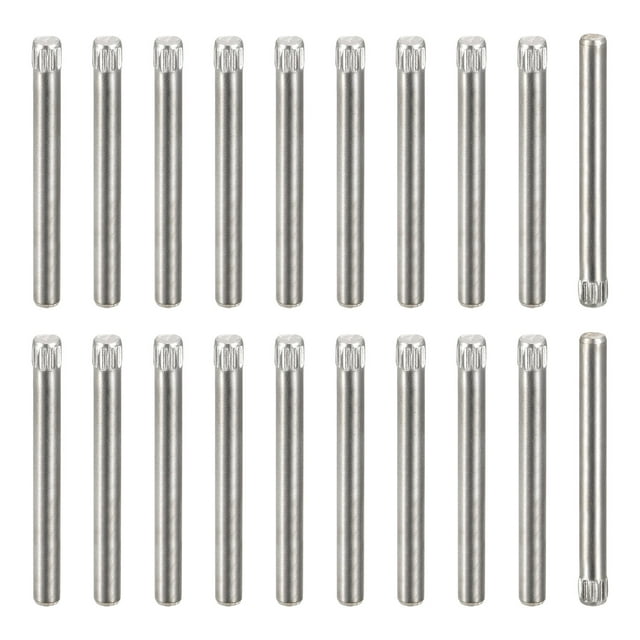 3x35mm 304 Stainless Steel Dowel Pins, 20 Pack Knurled Head Flat End ...