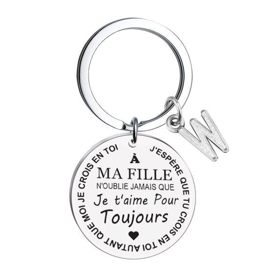 3x3cm Keychain French DIY Stainless Steel Last Name 26 Letter Keychain ...