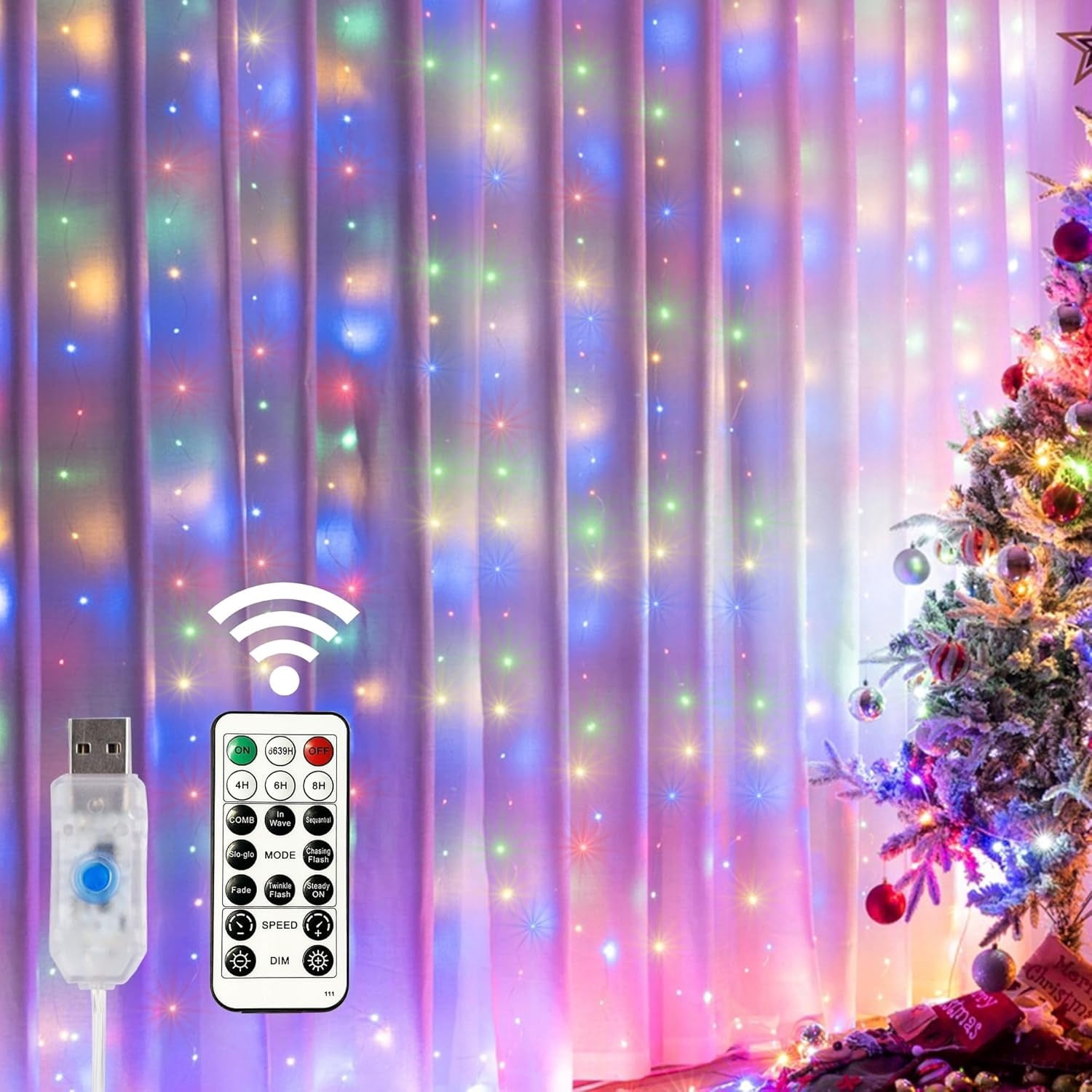 3x3m 300-LED Color Curtain Lights - 24V for Indoor/Outdoor Decor ...