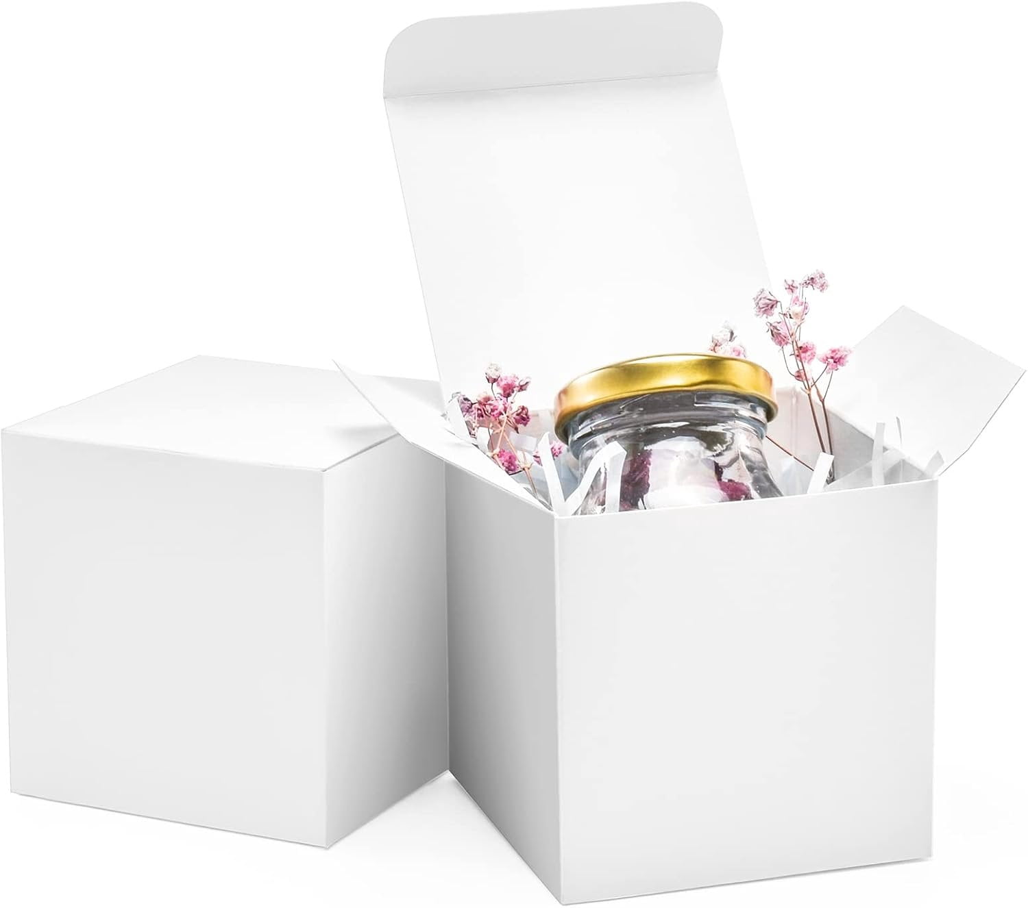 3x3x3 White Cube Boxes - 50 count Recycled Paper Boxes with for Gifts ...