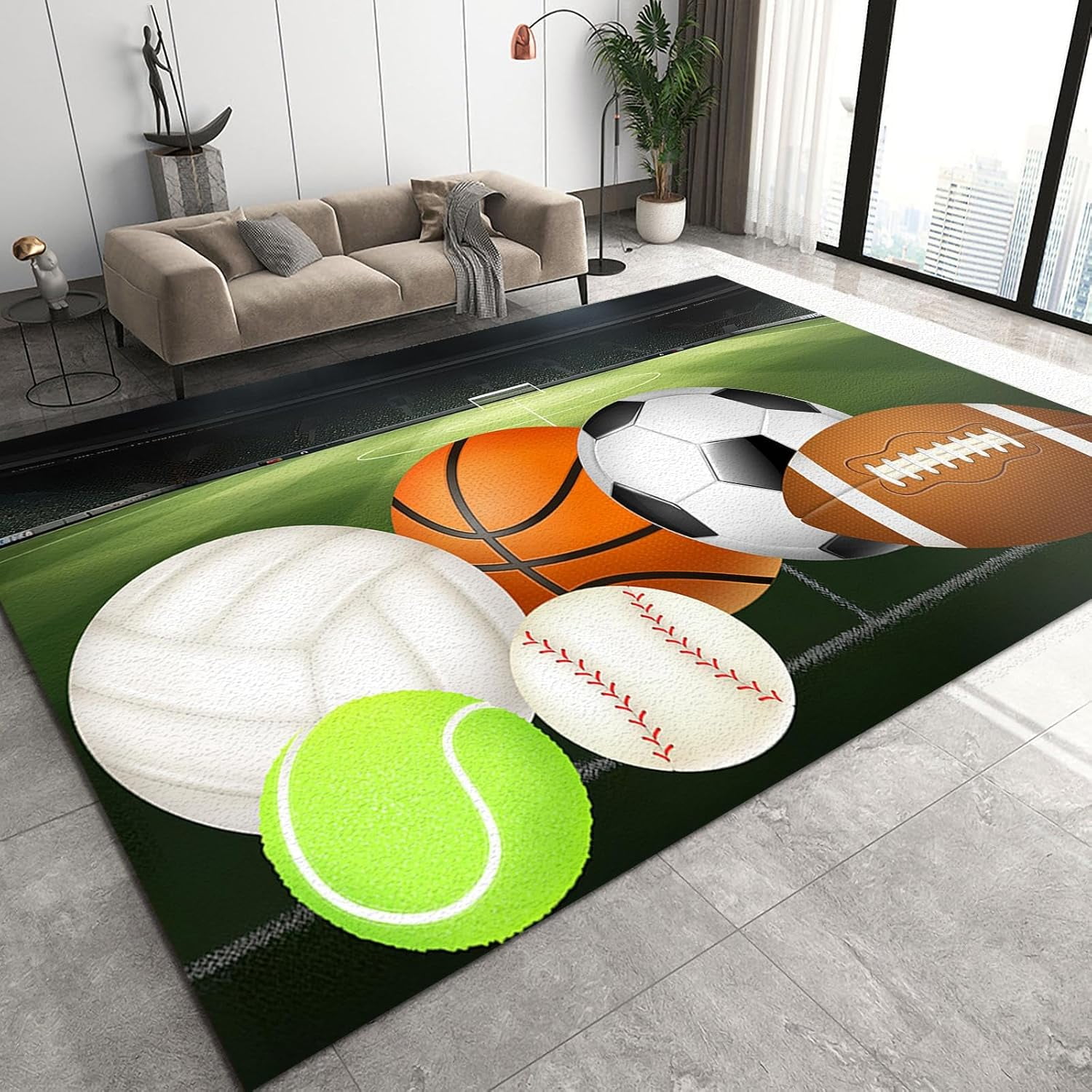 3x4 Football Basketball Volleyball Tennis Area Rugs, Anti-Slip Washable ...