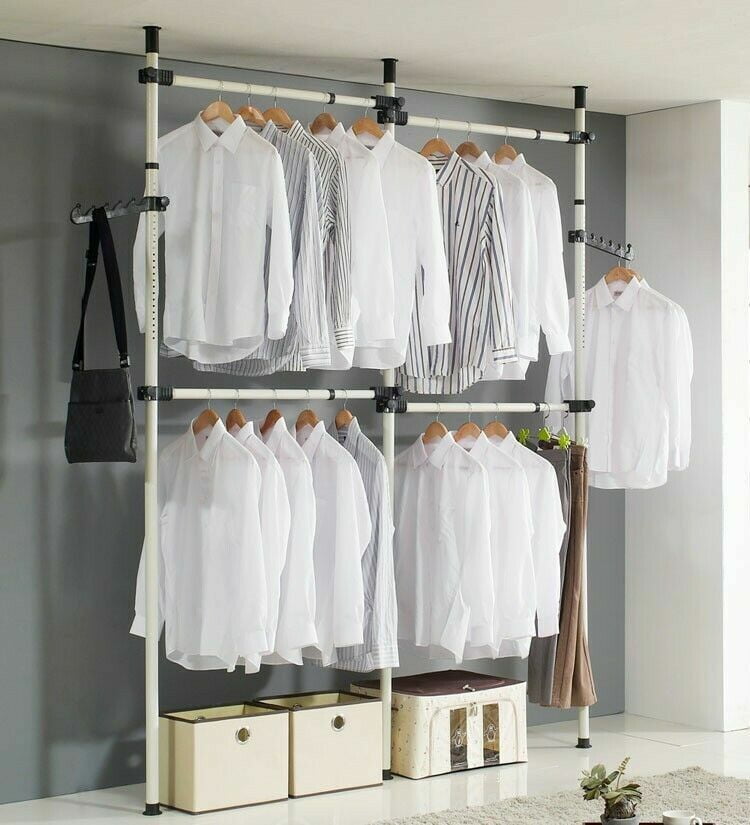 3x4 Heavy Duty Adjustable Garment Rack Clothing Pole Closet Rod ...