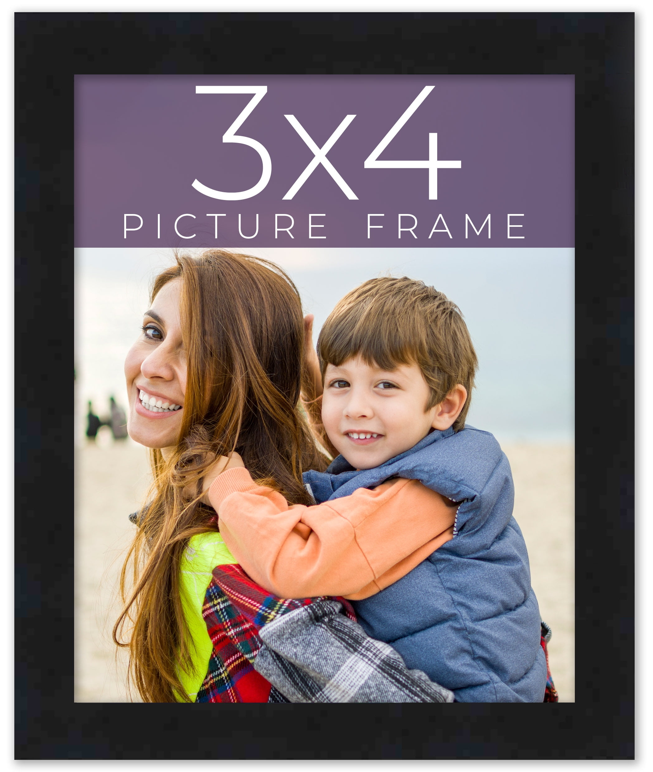3x4 In Frame Black Real Wood Picture Frame Width 0.75 inches Interior Frame Depth 0.5 inches