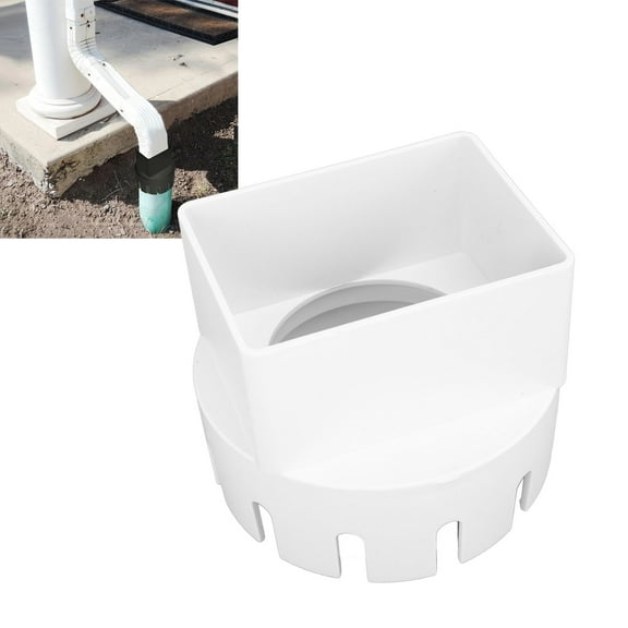 Guttergate White Plastic Rectangular Downspout Adapter, 3 x 3 x 4 in ...