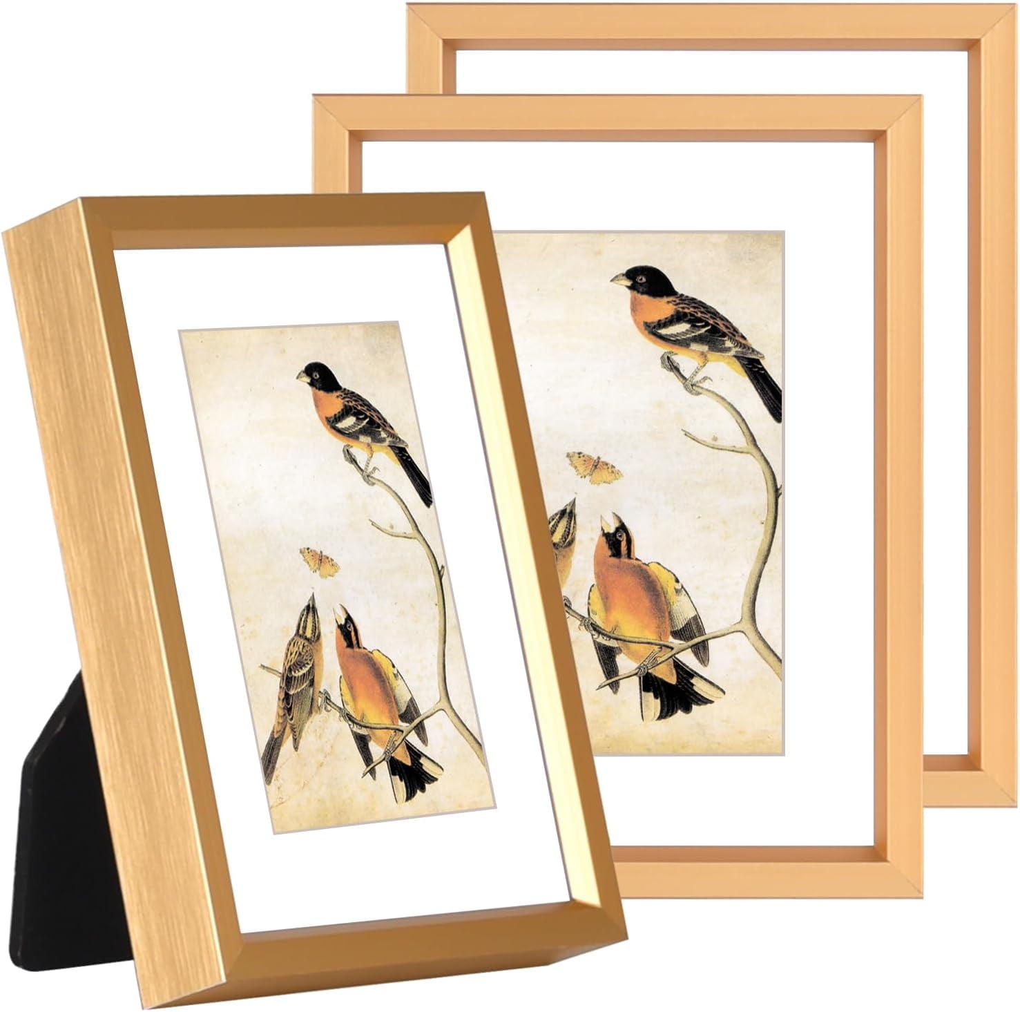 3x4 Picture Frame Set of 3, Gold Aluminum Metal Photo Frames with HD ...