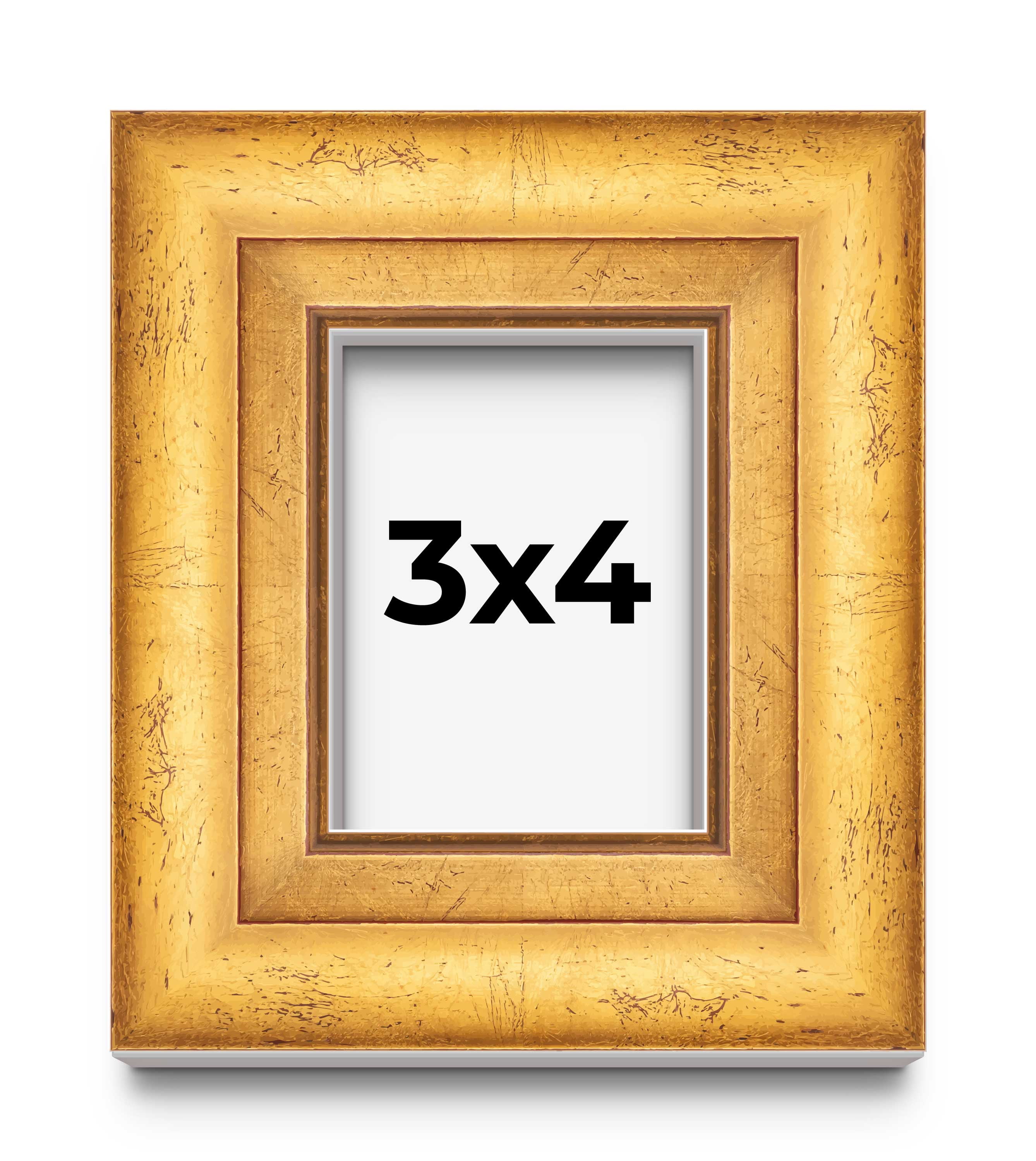 3x4 Shadow Box 1.75" Deep Gold Picture Frame - UV Acrylic, Foam Board ...